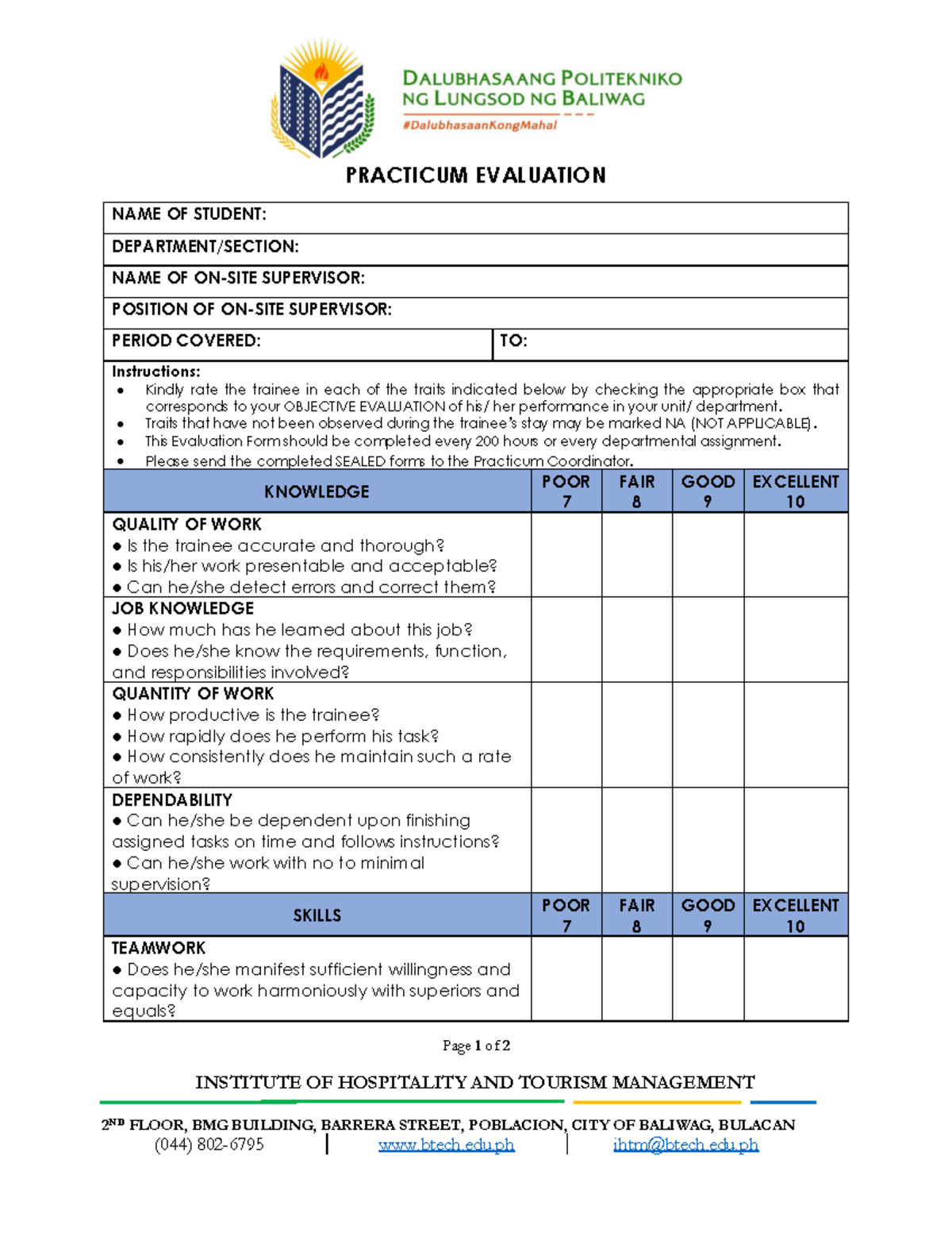 Inbound 2885529943199667078 - Page 1 of 2 INSTITUTE OF HOSPITALITY AND TOURISM MANAGEMENT 2 ND ...