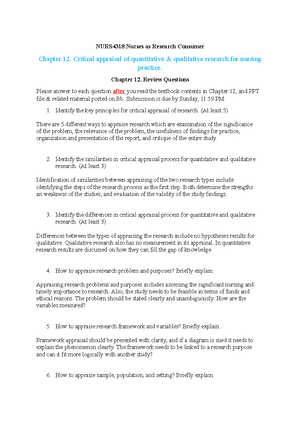 Chapter 2 Paper Research - NURS4318 Nurses as Research Consumer Chapter ...