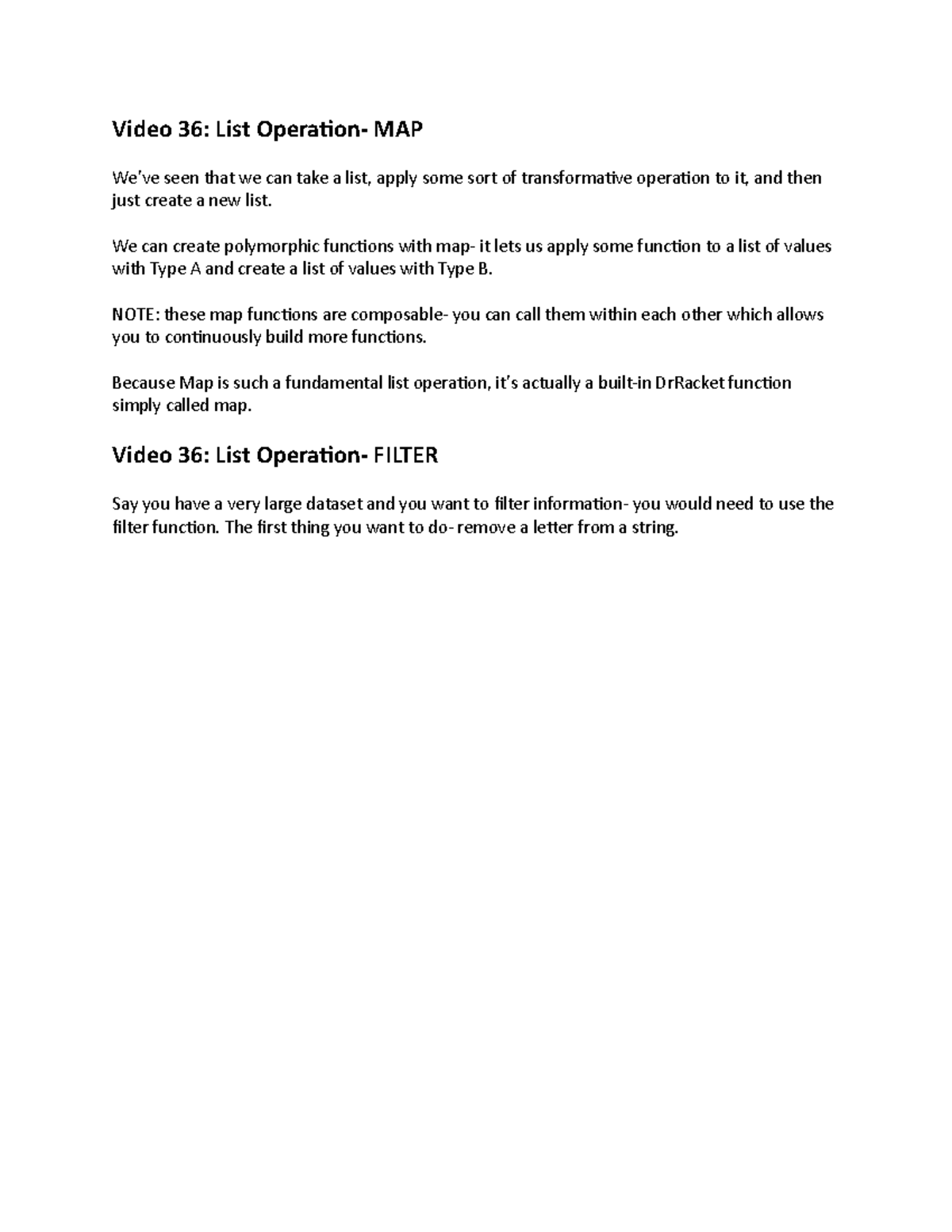 Higher-Order DrRacket programming for Linked Lists - Video 36: List ...