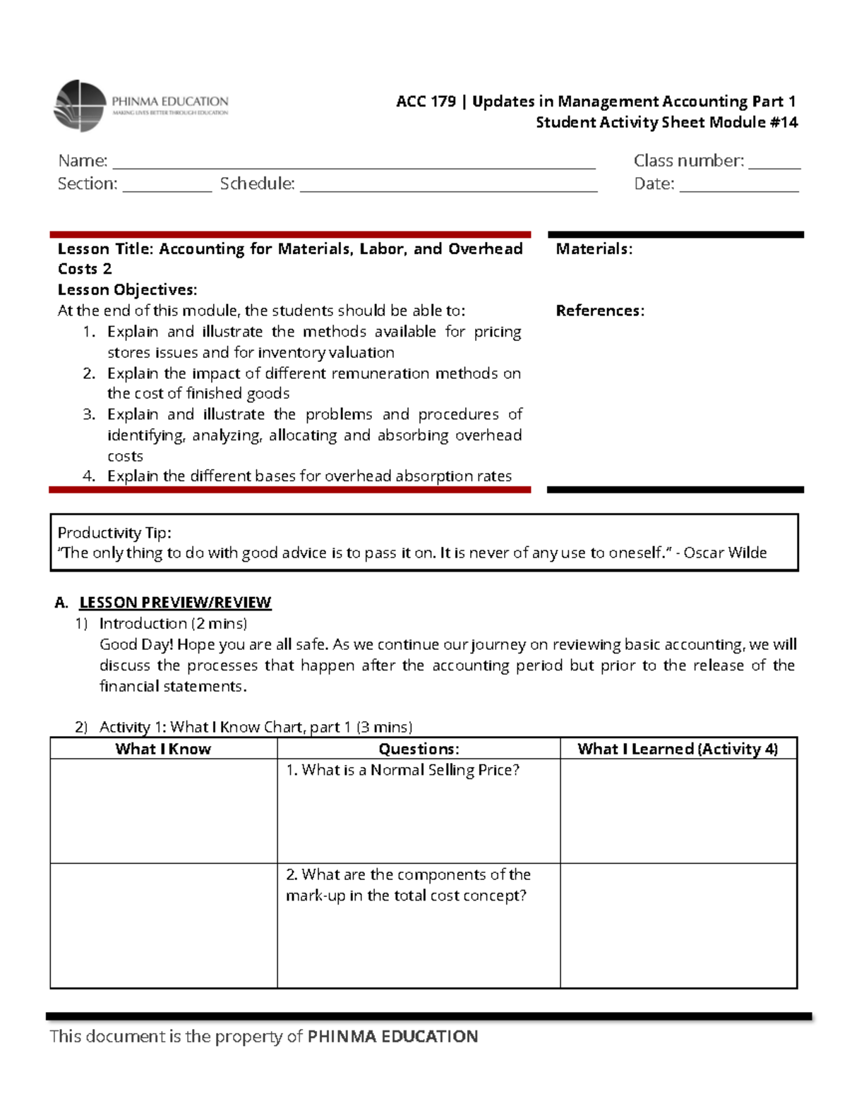 Copy of ACC-179 SAS Day-14 - Student Activity Sheet Module # Name ...