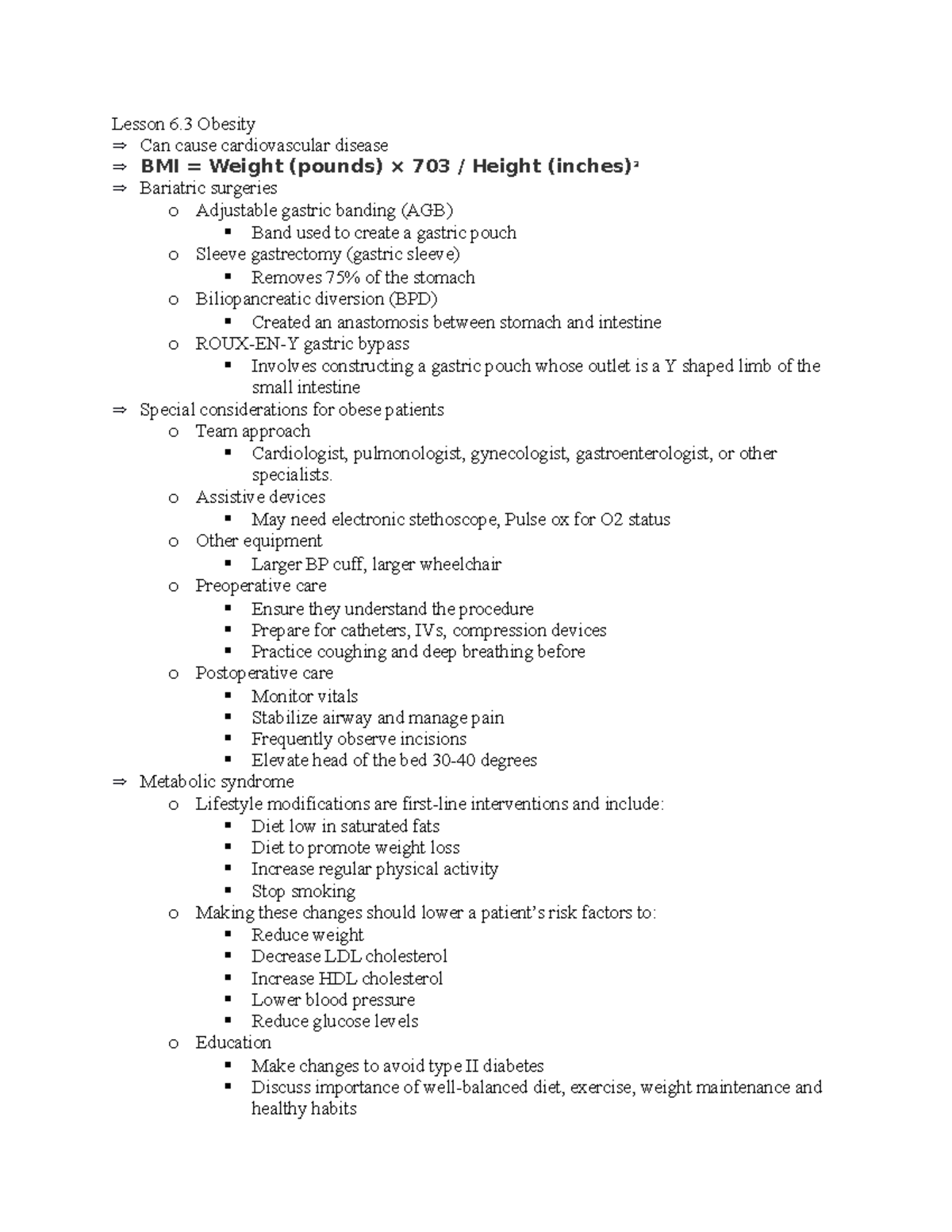 Obesity - Lecture - Lesson 6 Obesity Can cause cardiovascular disease ...