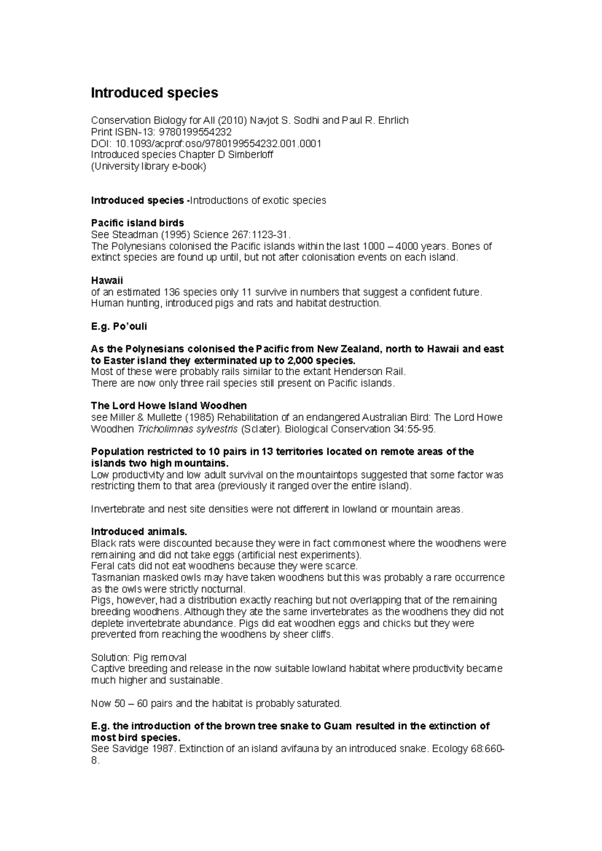 30 Biodiversity problems Introduced species Notes - Introduced species ...