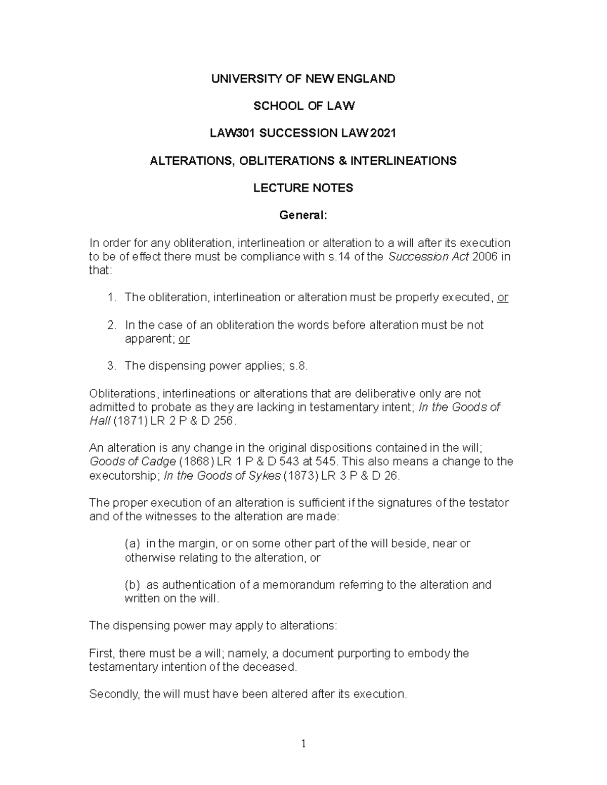 Succession Law: Alterations Obliterations Interlineations Lecture Notes ...