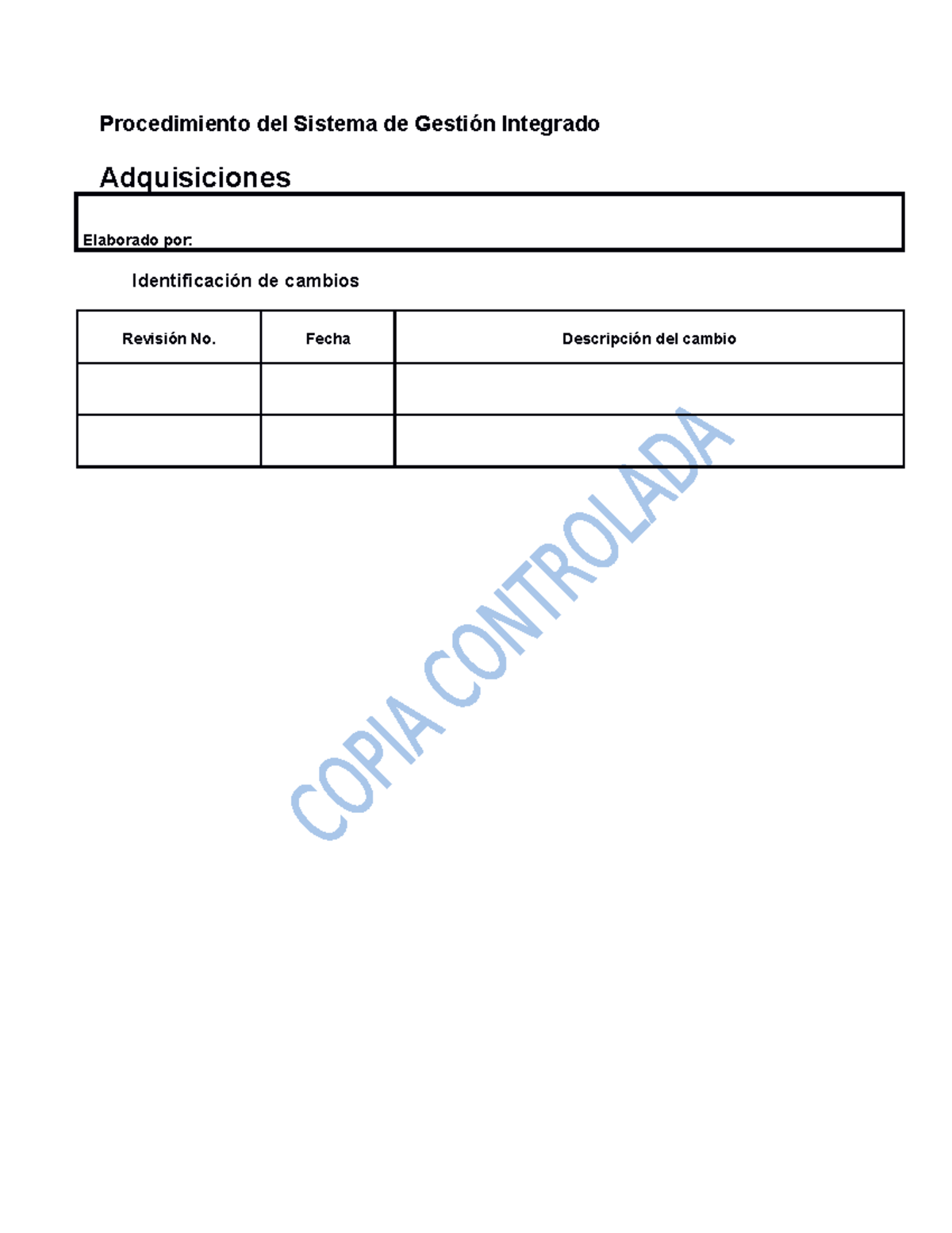 Procedimiento de Adquisiciones - Procedimiento del Sistema de Gestión Integrado Adquisiciones ...