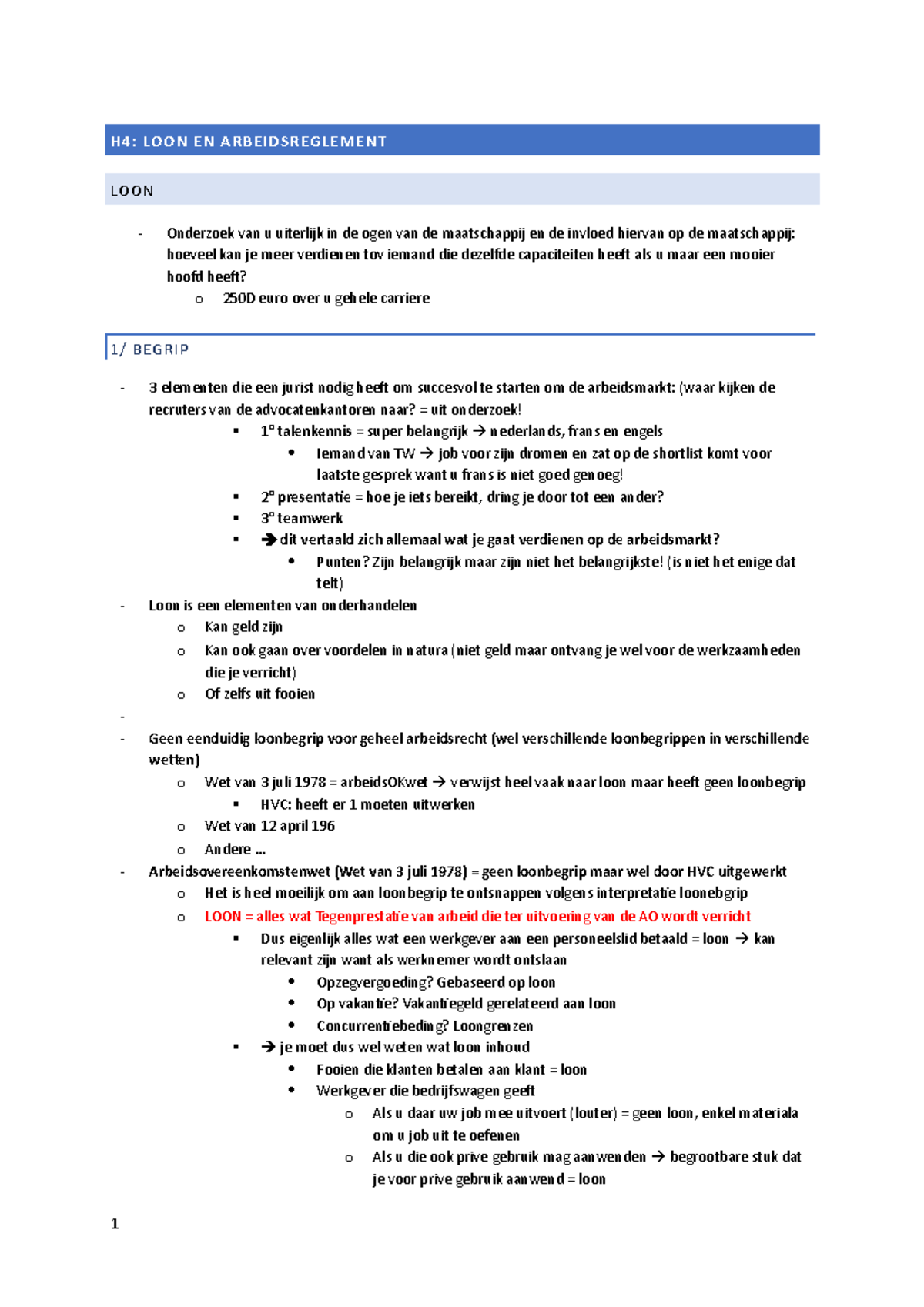 H4 loon en arbeidsreglement - H4: LOON EN ARBEIDSREGLEMENT LOON ...
