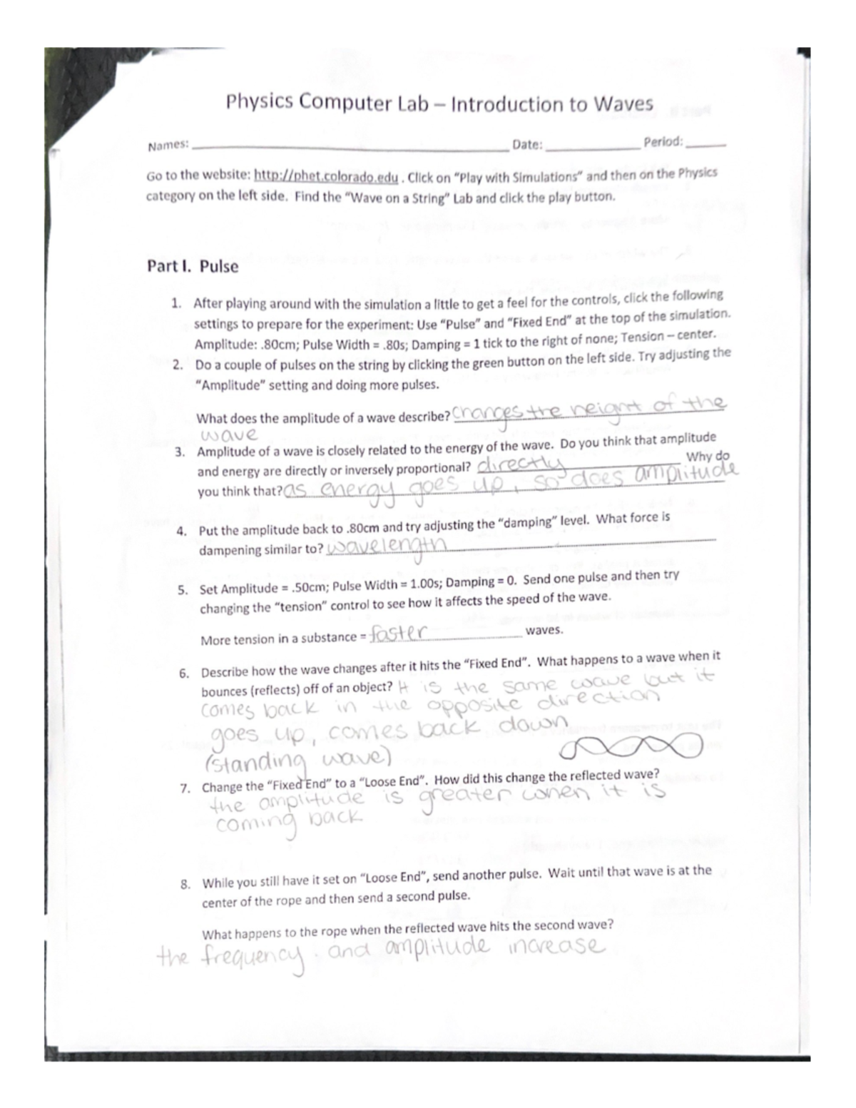 Physics Computer Lab - Introduction to Waves - Studocu