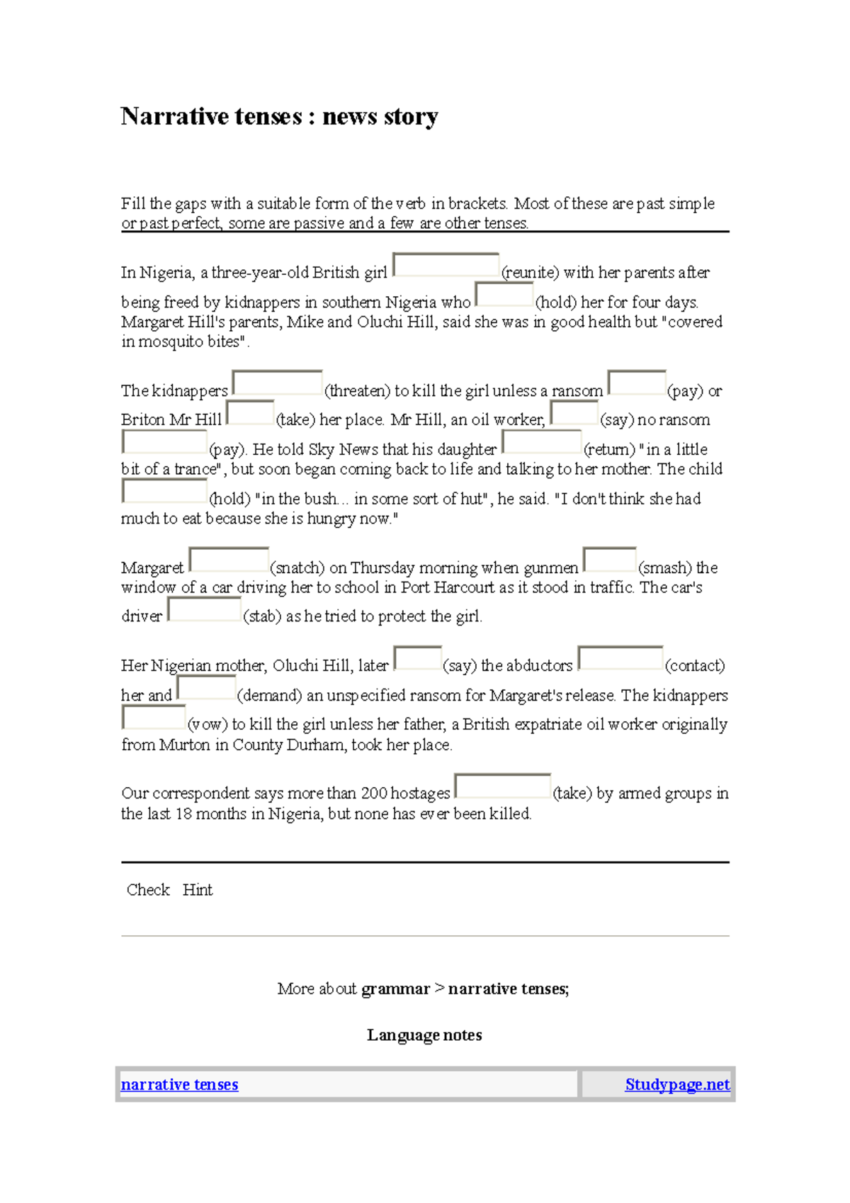 Narrative tenses - trabajo requerido - Narrative tenses : news story ...