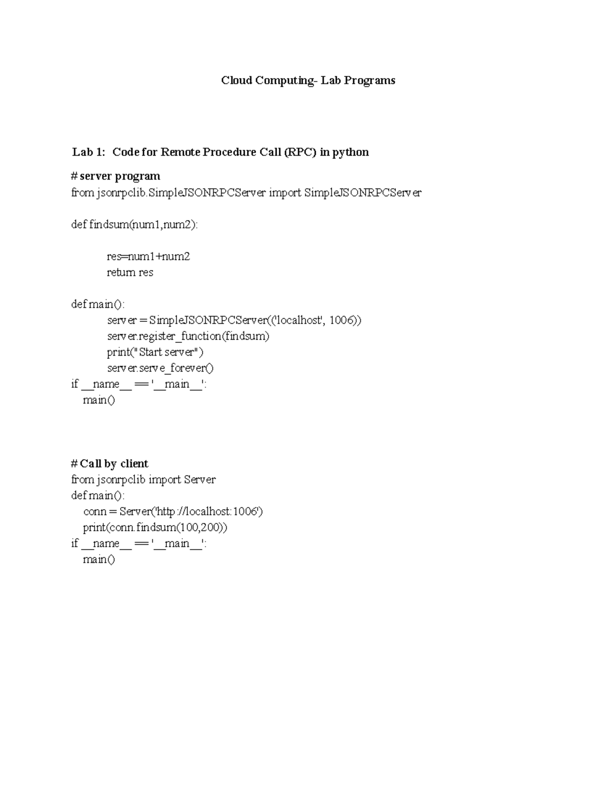 E8fd1770-0b0a-40c2-b5e8-143fd2fd9468 - Cloud Computing- Lab Programs Lab 1: Code for Remote ...
