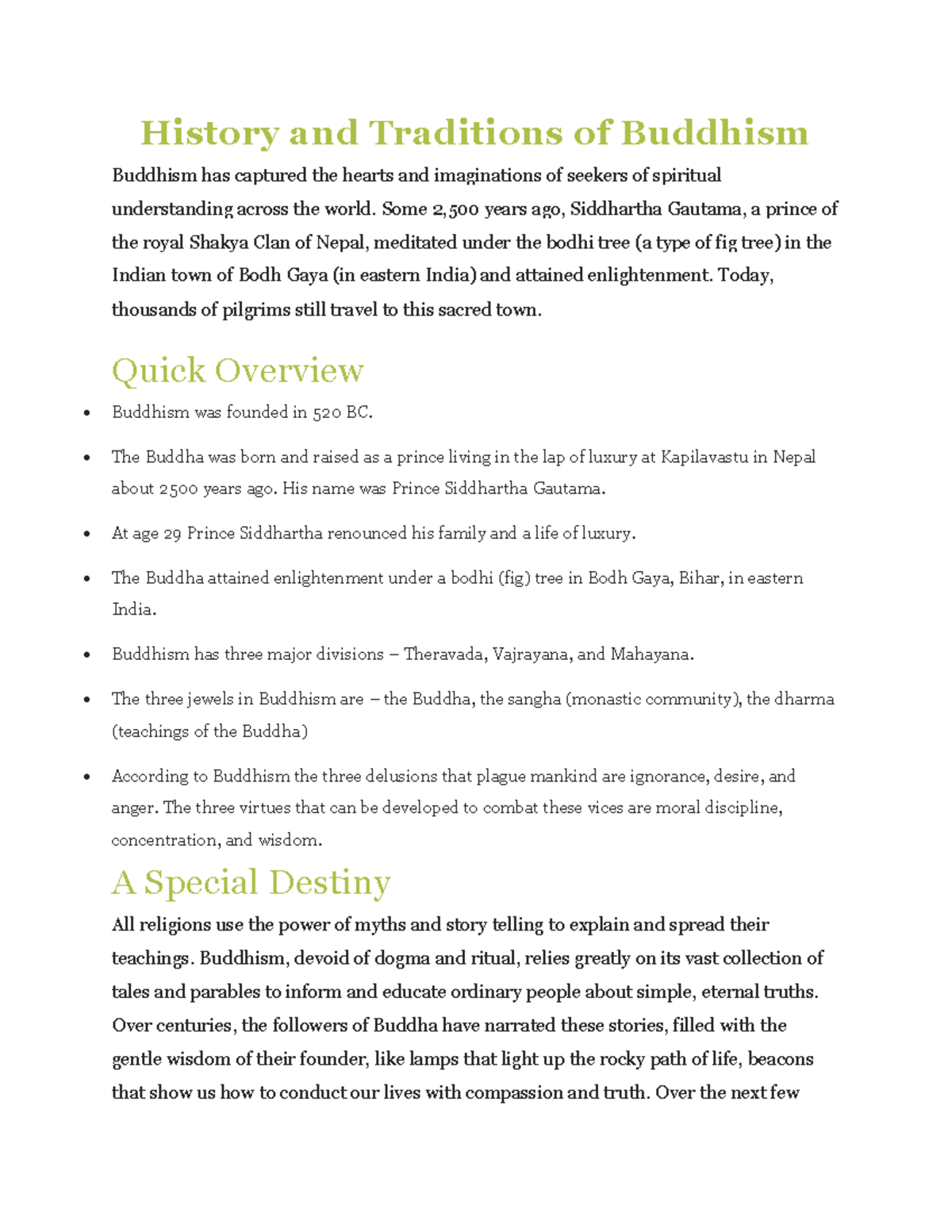 History and Traditions of Buddhism - History and Traditions of Buddhism ...