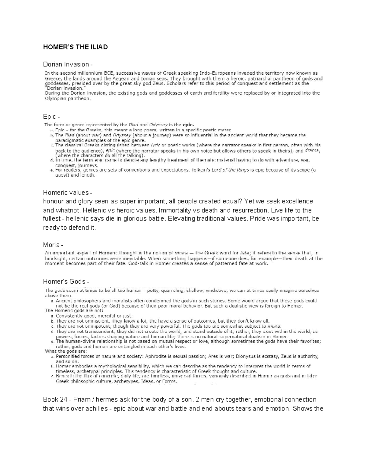 RE233 Final All Notes - Use this for the exam - HOMER’S THE ILIAD ...