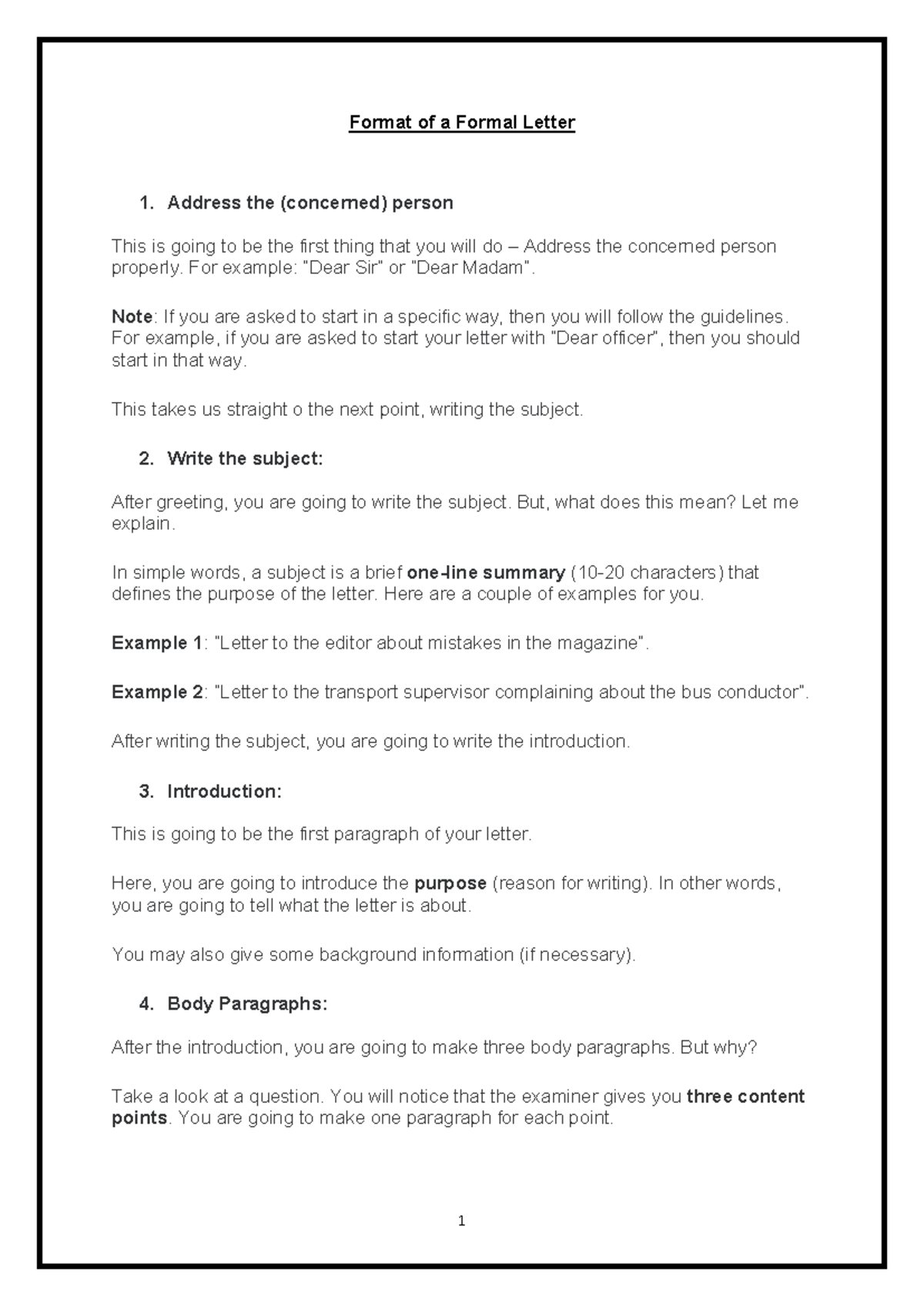 Format of a Formal Letter - 1 Format of a Formal Letter Address the ...