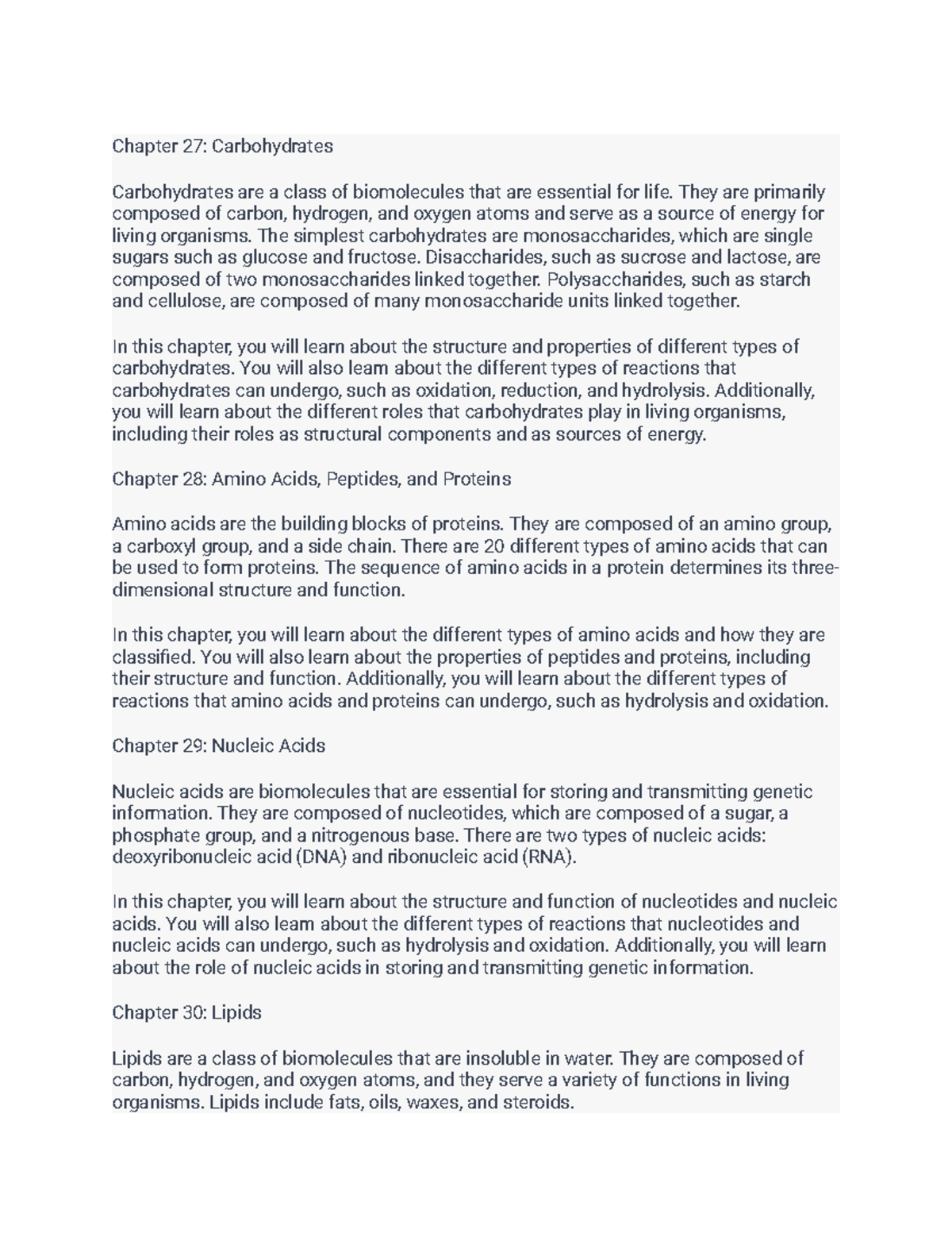 Organic Chemistry 1 (19) - Chapter 27: Carbohydrates Carbohydrates are ...