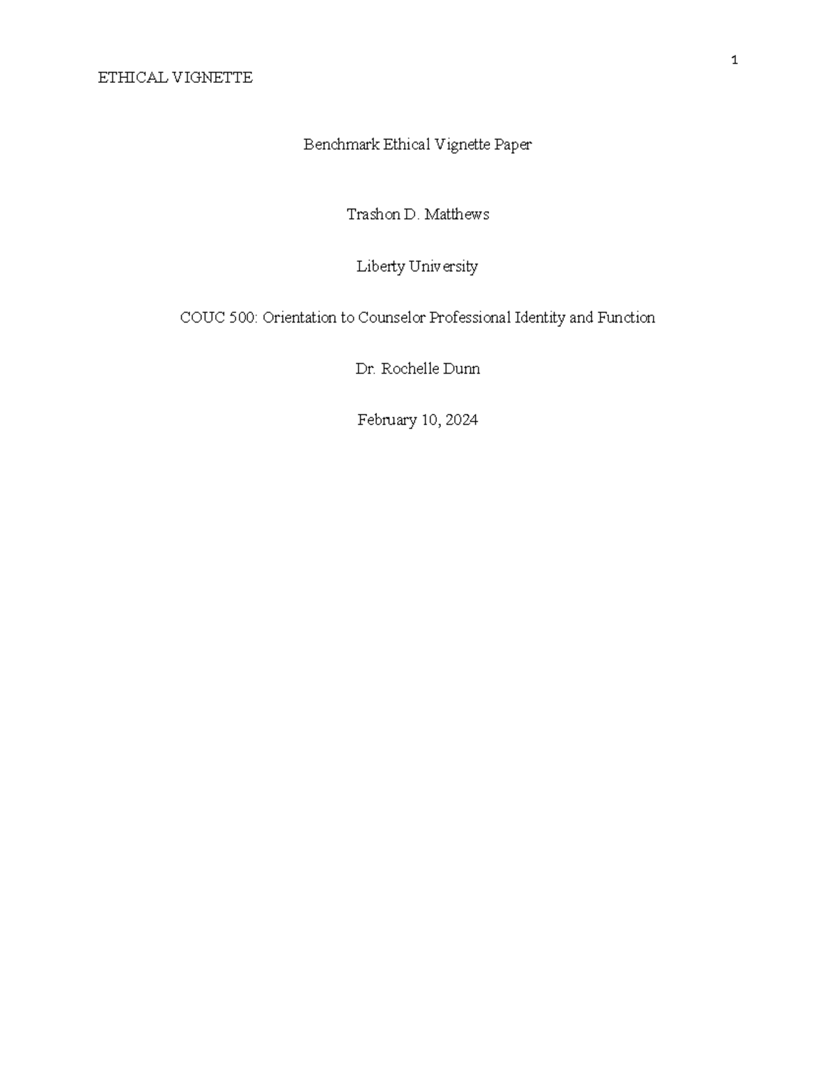 Benchmark Ethical Vignette Paper - ETHICAL VIGNETTE Benchmark Ethical ...