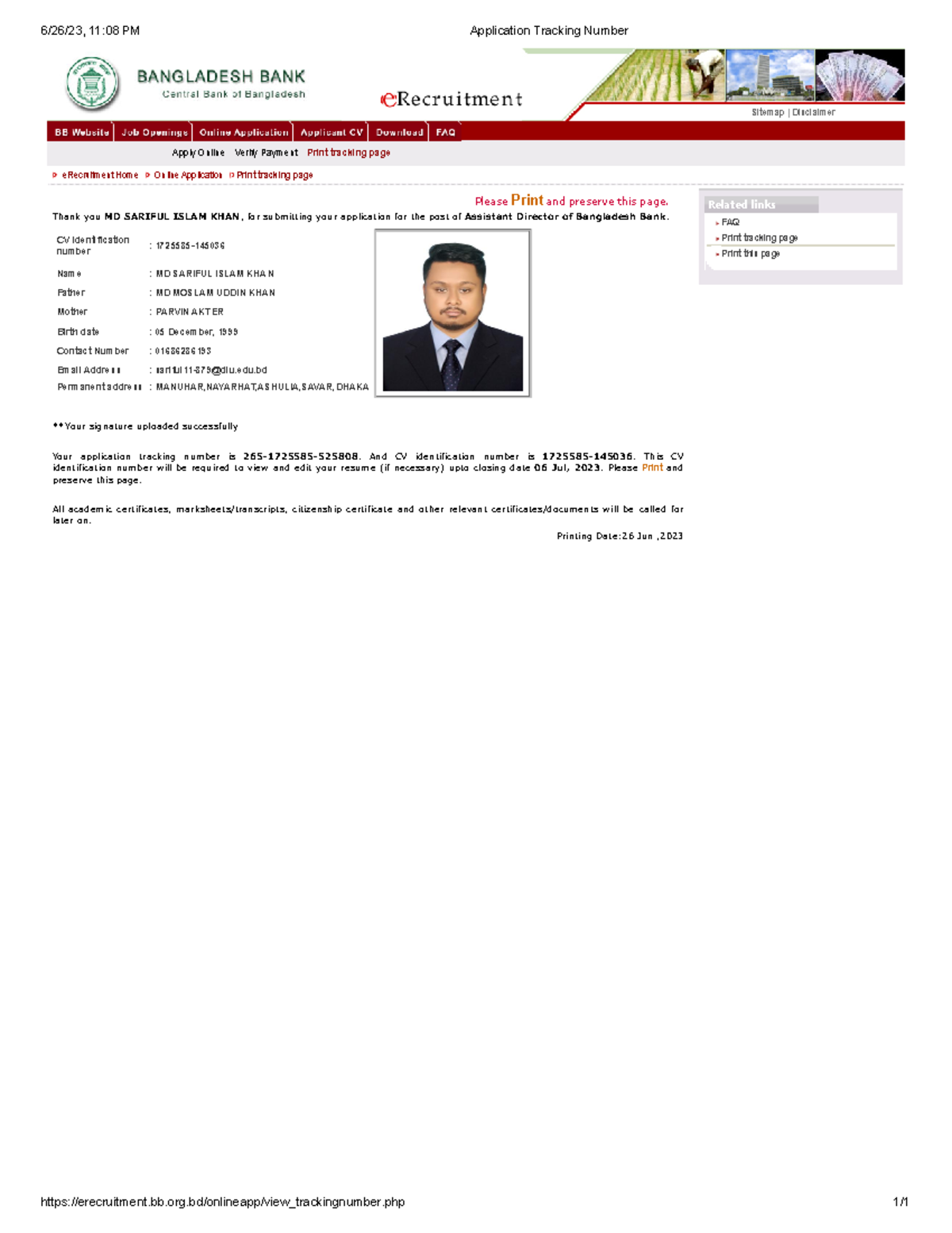 Application Tracking Number new bank - 6/26/23, 11:08 PM Application Tracking Number - Studocu