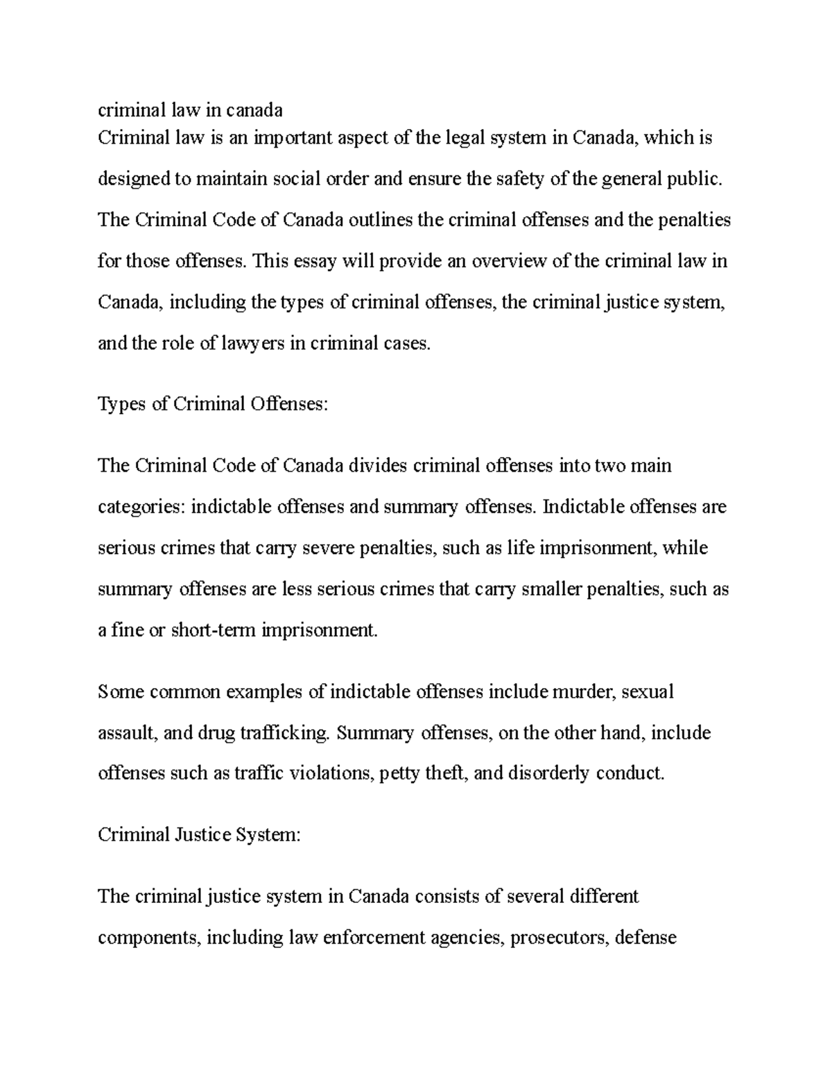 Notes Summaries on Criminal law in canada - criminal law in canada ...