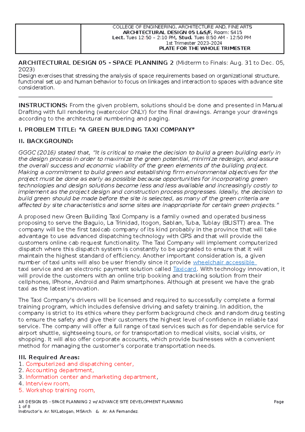 AR Design 5 PL NO - lll - ARCHITECTURAL DESIGN 05 L&S/F, Room: S Lect ...