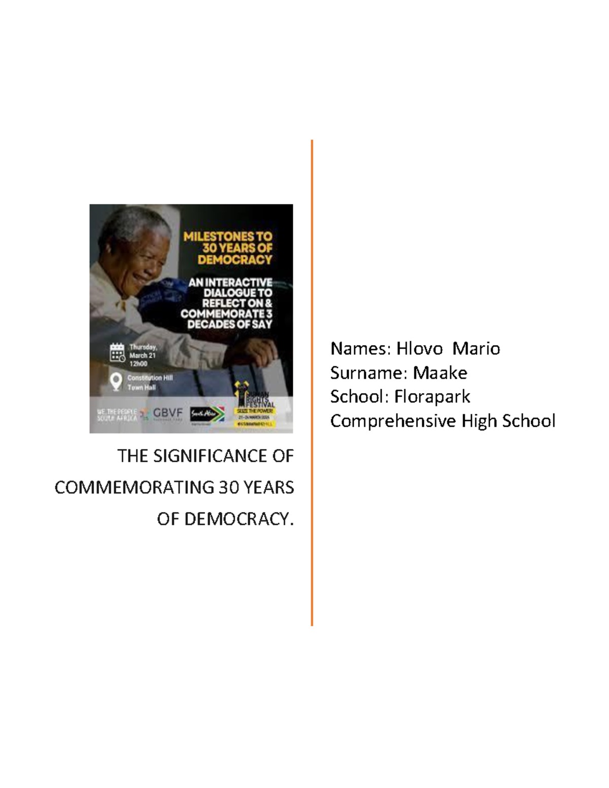 Democracy - essays - THE SIGNIFICANCE OF COMMEMORATING 30 YEARS OF ...