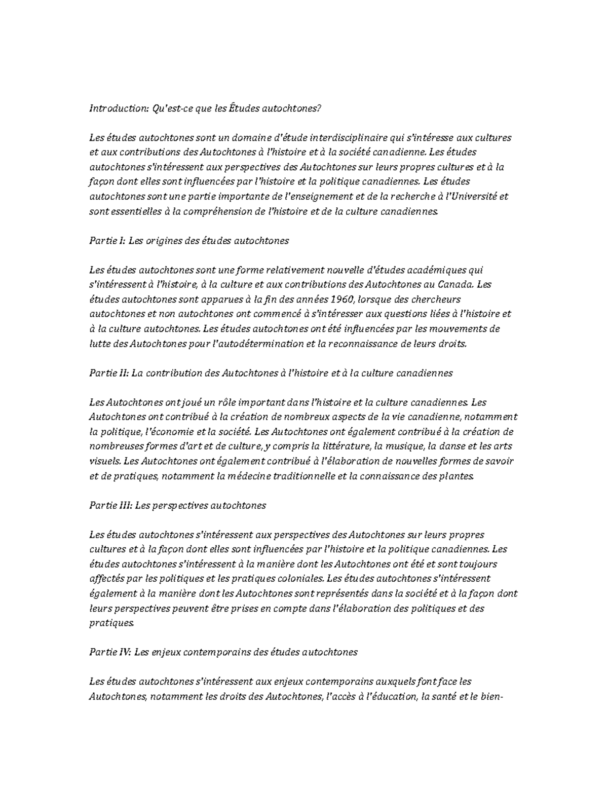 Études autochtones Notes de cours - Introduction: Qu'est-ce que les ...