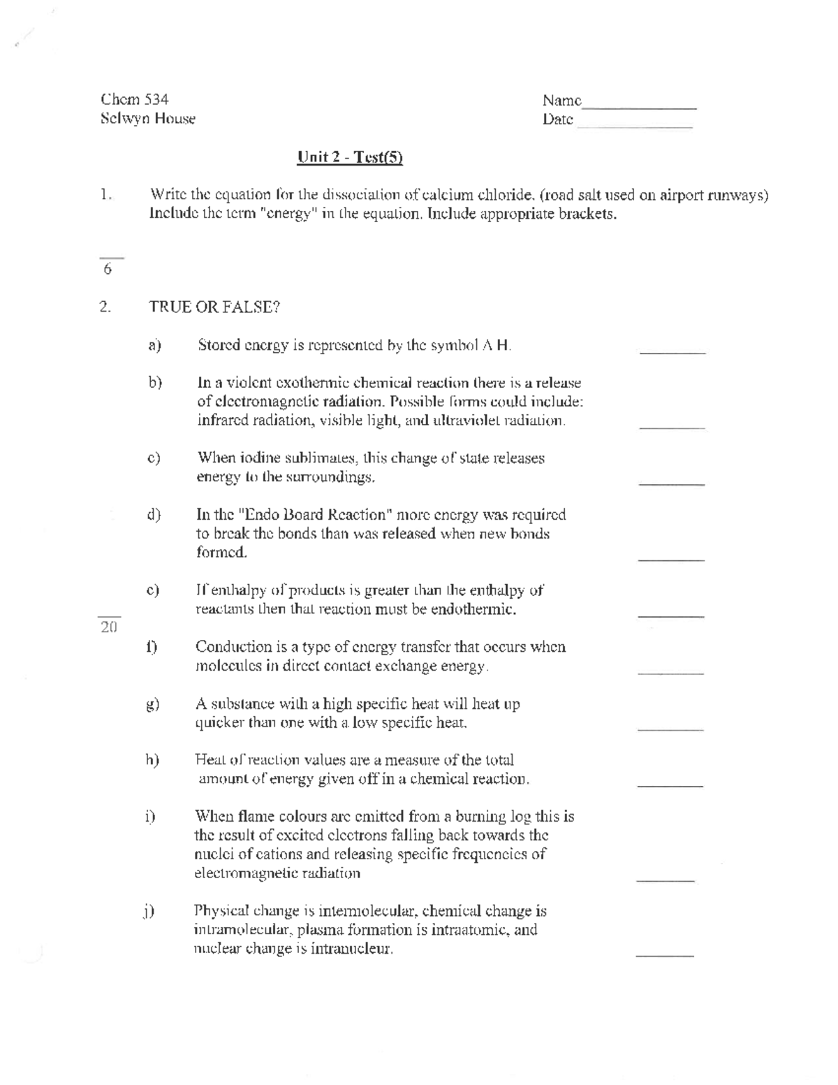 Practice Test-Unit 2 Chemistry (with answers) - Studocu