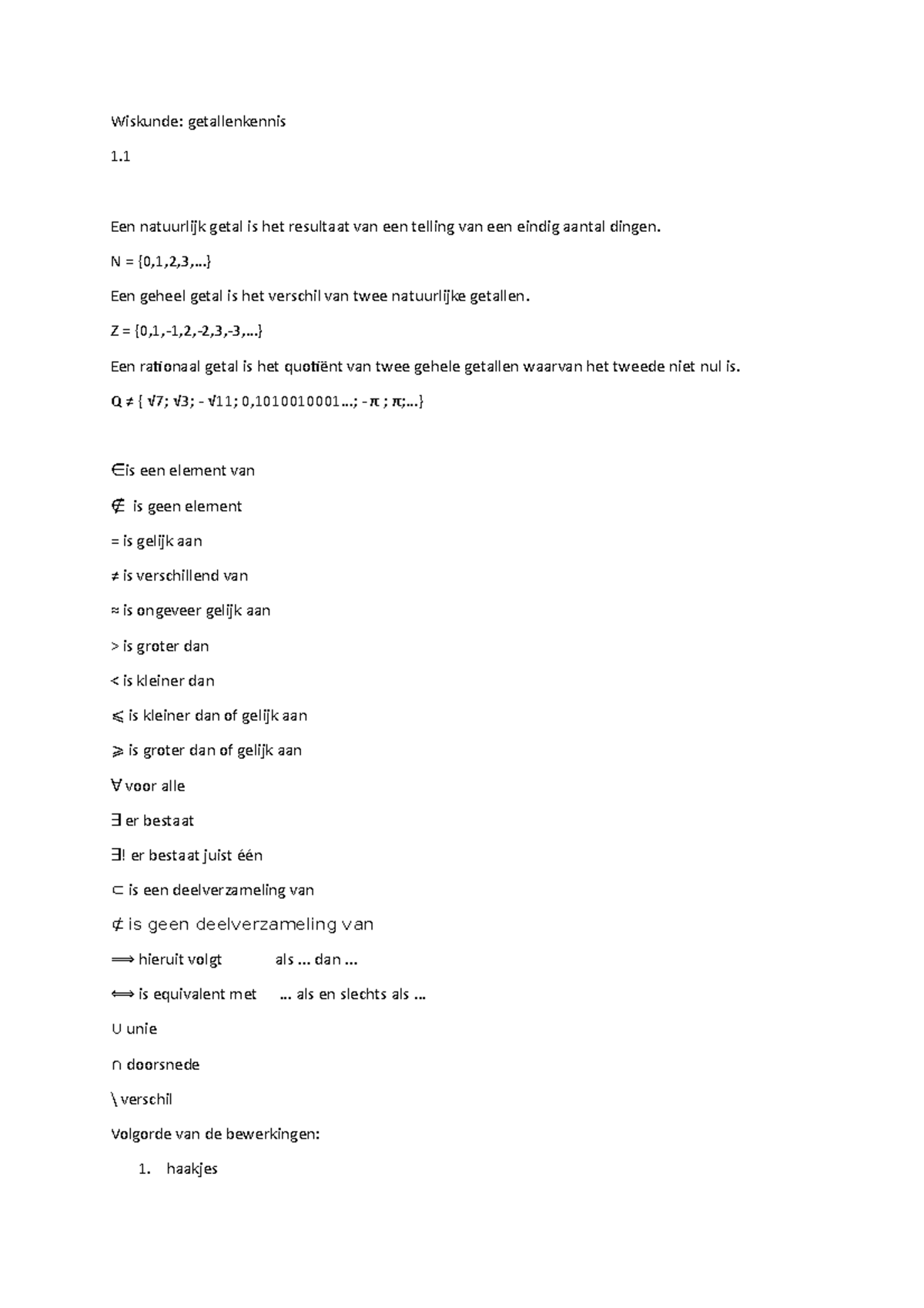 Wiskunde getallenleer - Wiskunde: getallenkennis 1. Een natuurlijk ...