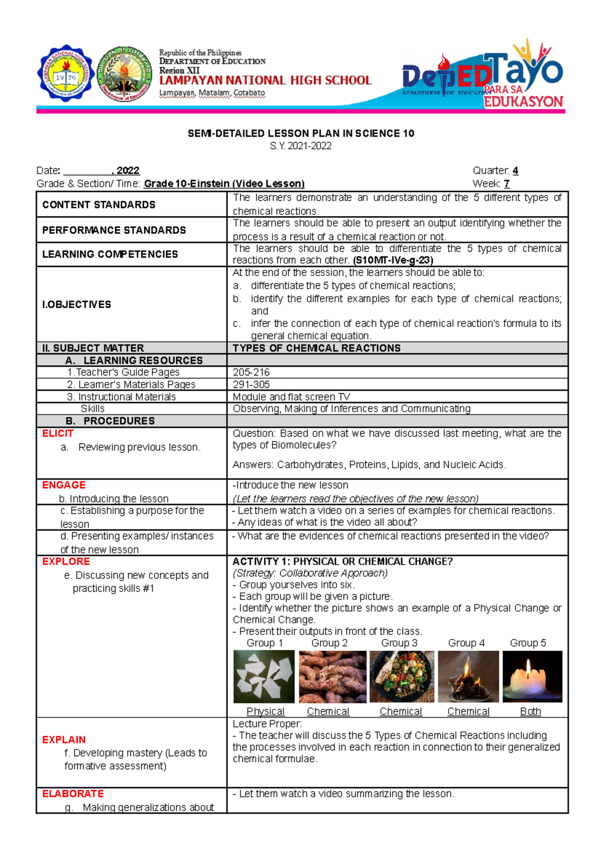 LP for IP - Lesson Plan for IP - SEMI-DETAILED LESSON PLAN IN SCIENCE ...