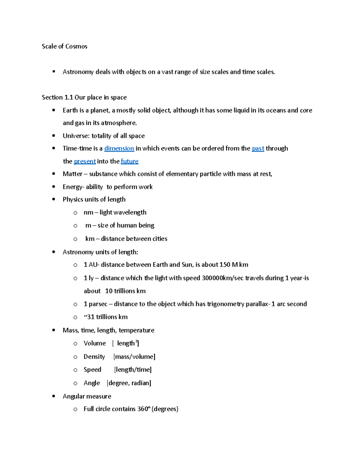 Scale of Cosmos - Lecture notes Chapter 1 - Scale of Cosmos Astronomy ...