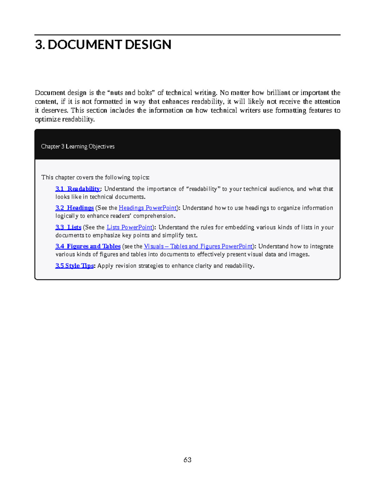 Technical Writing Essentials ch3 - 3. DOCUMENT DESIGN Document design ...