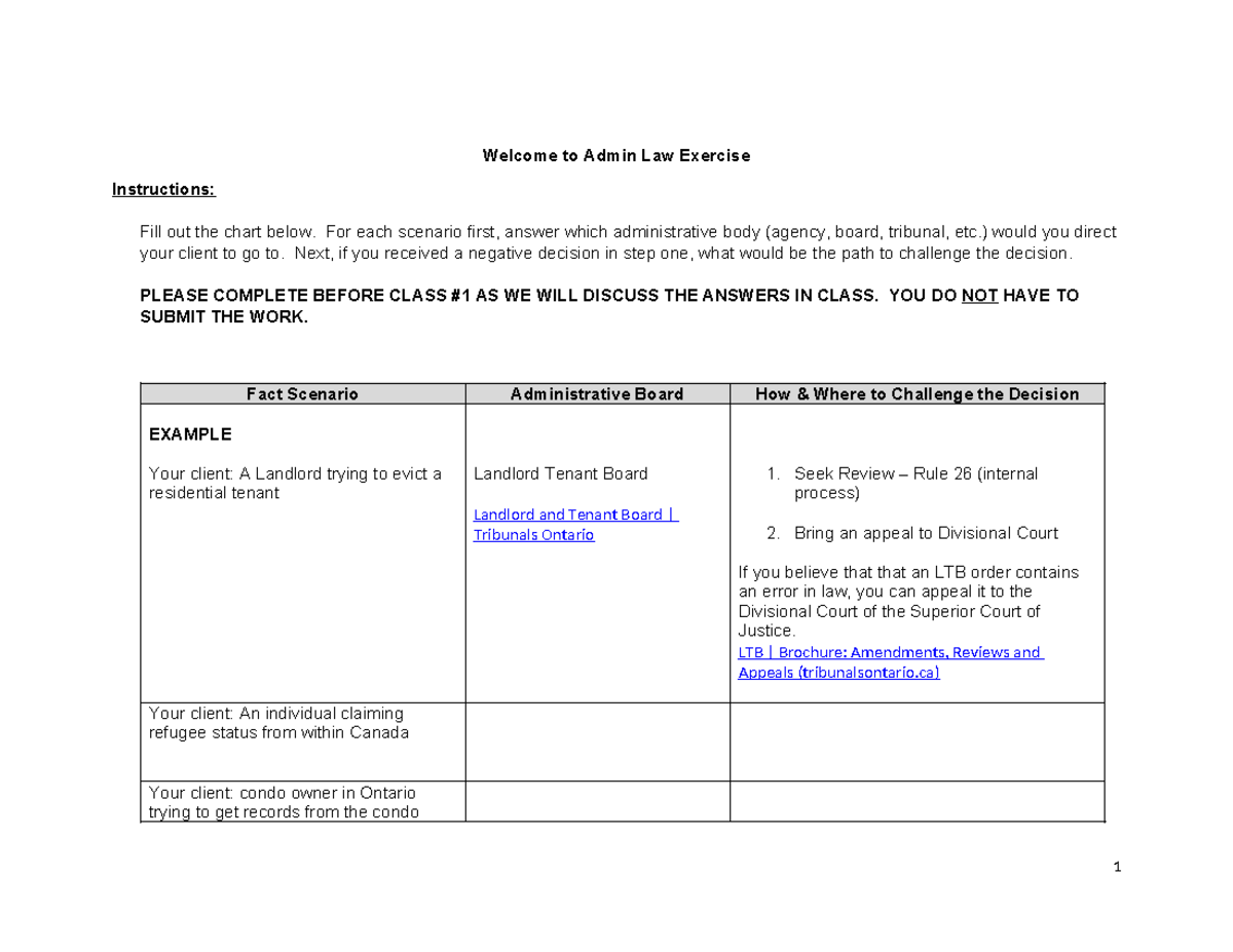 Intro to Admin Law Exercise - Welcome to Admin Law Exercise ...