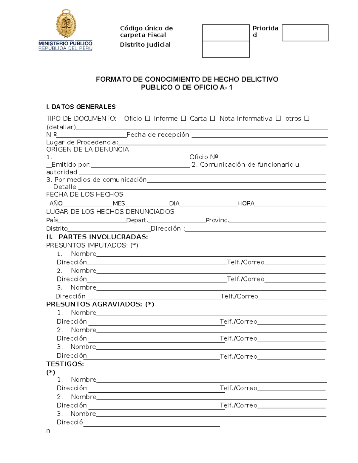 Formatos MPFN-17 - sss - Código único de carpeta Fiscal Priorida d ...
