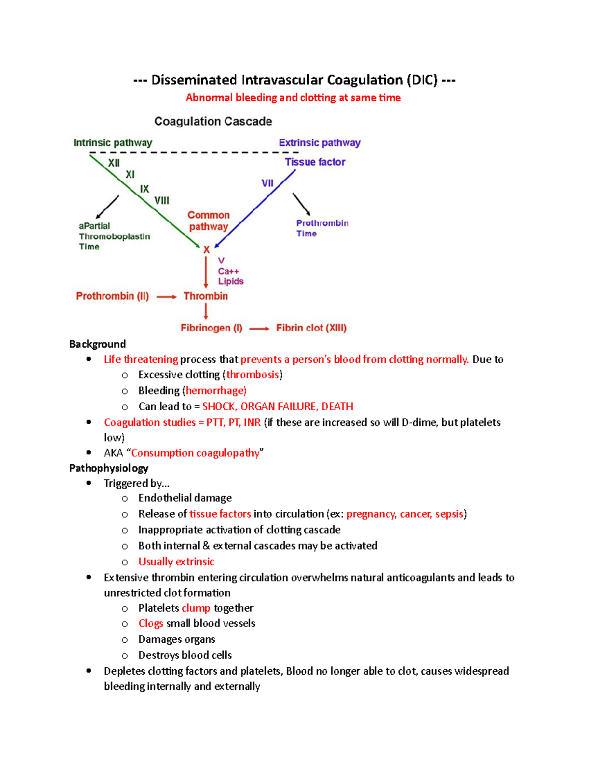 DIC - disseminated intravascular coagulation - Disseminated ...