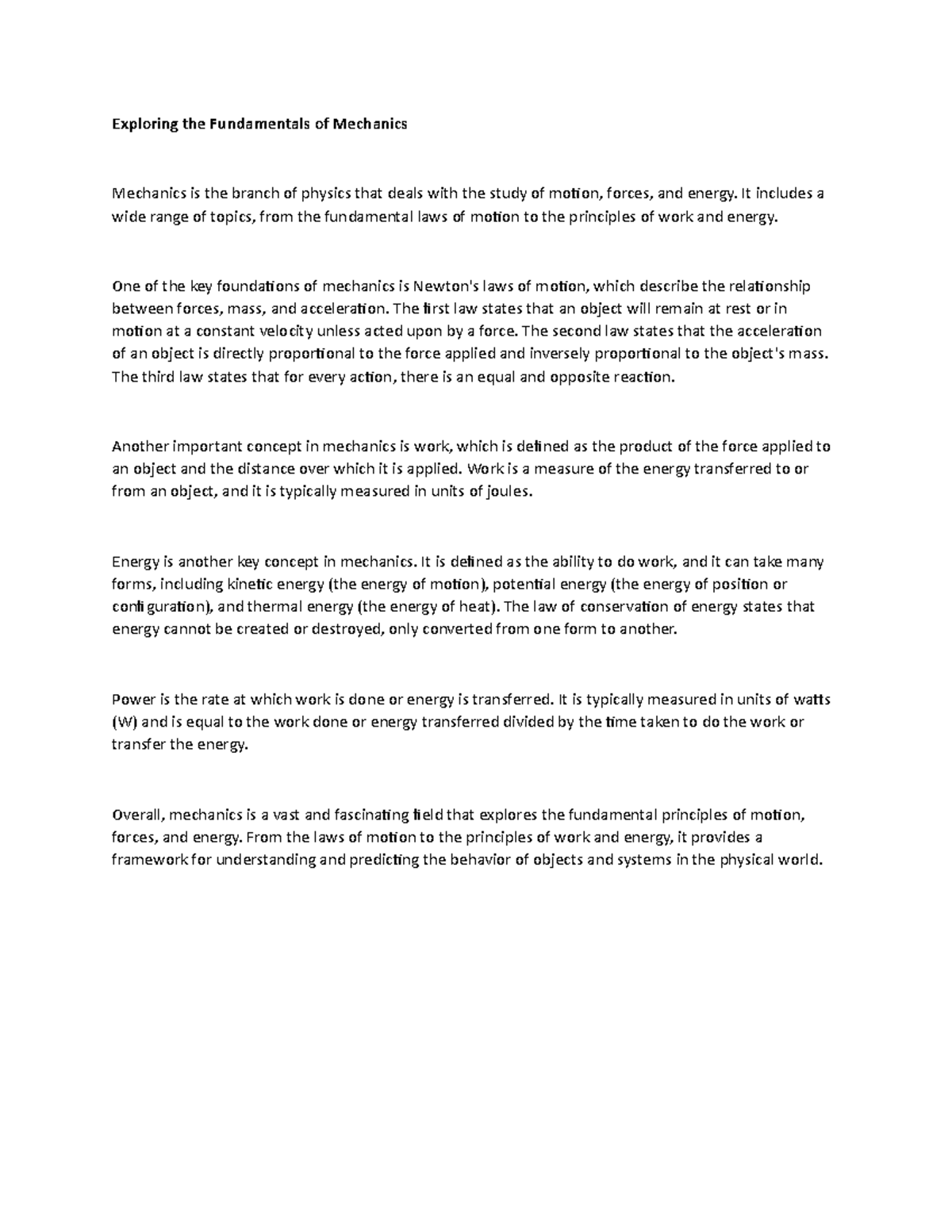 Exploring the Fundamentals of Mechanics - Exploring the Fundamentals of ...