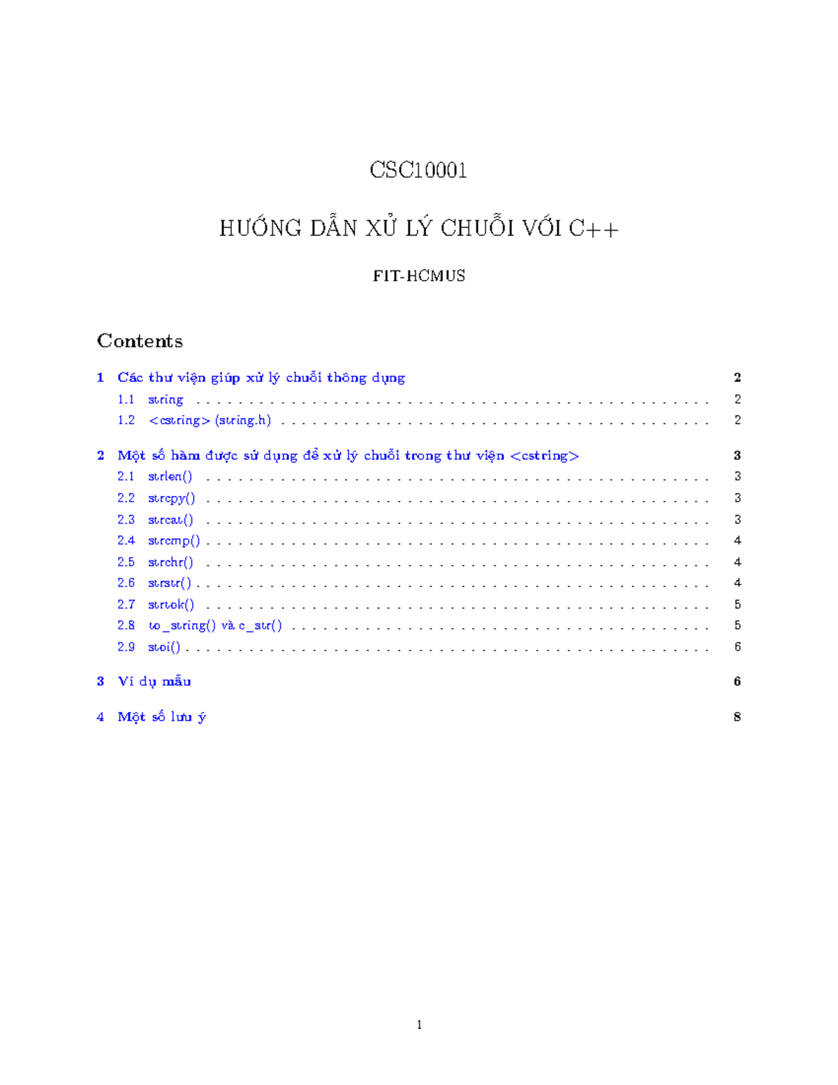 Tutorial String - HƯỚNG DẪN XỬ LÝ CHUỖI VỚI C++ FIT-HCMUS - CSC 1 Các ...