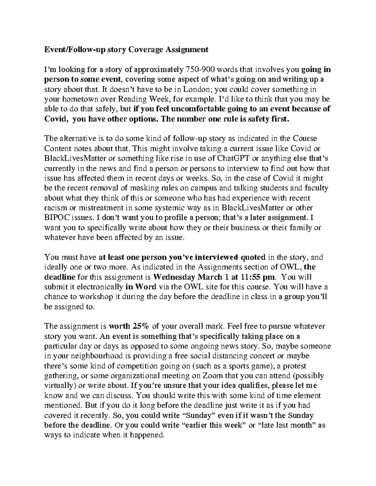 Event Coverage assignment 2 -23G - Event/Follow-up story Coverage ...