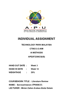 RMCT-Documentation - Individual Assignment TECHNOLOGY PARK MALAYSIA CT098-3-2-RMCT RESEARCH ...