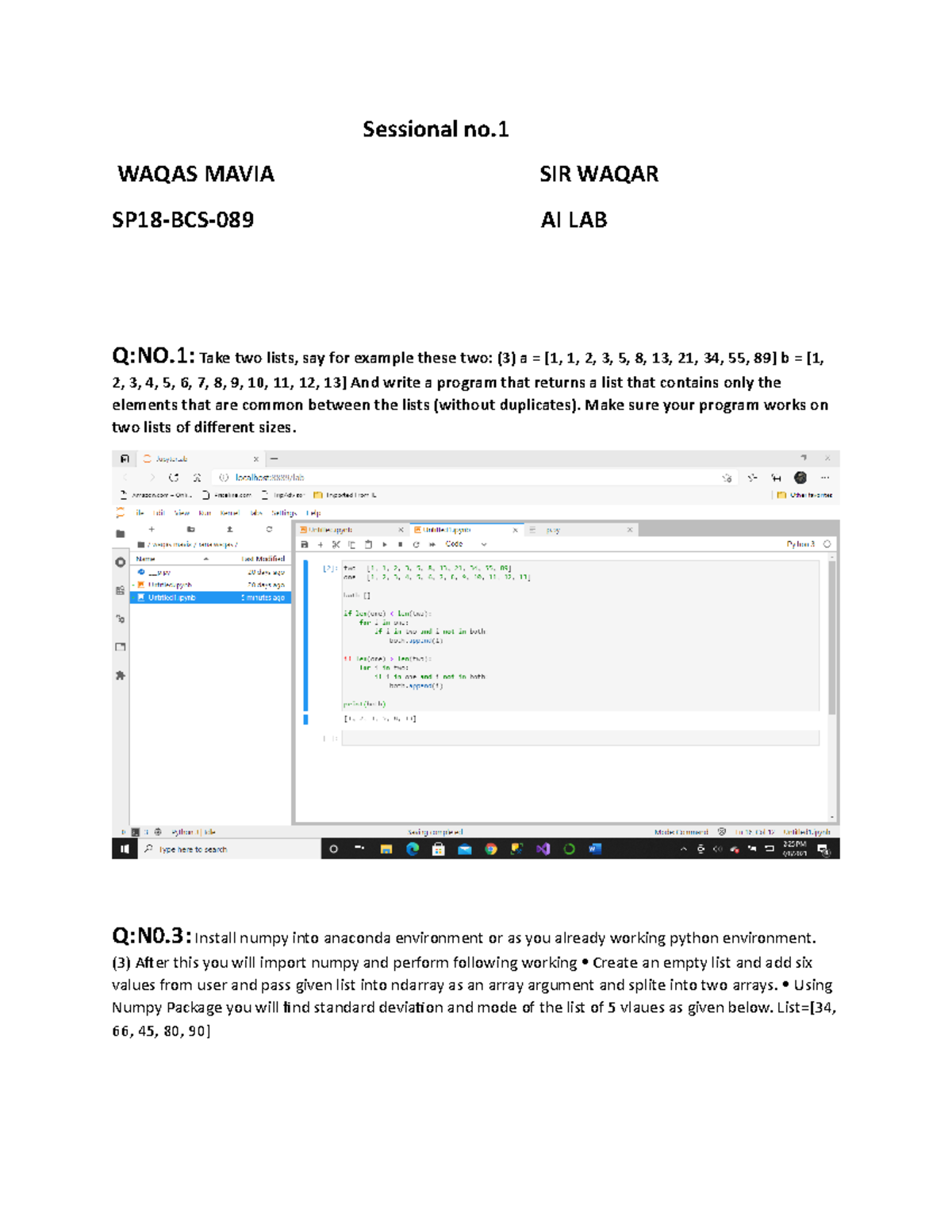 1 sessional Paper of AI lab - Sessional no. WAQAS MAVIA SIR WAQAR SP18 ...