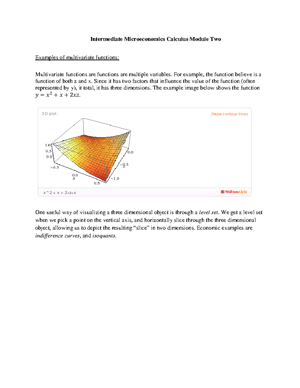 Interm Micro Math Lecture 2 - Intermediate Microeconomics Calculus ...