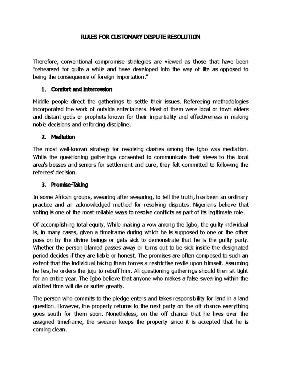 Rules FOR Customary Dispute Resolution - RULES FOR CUSTOMARY DISPUTE ...