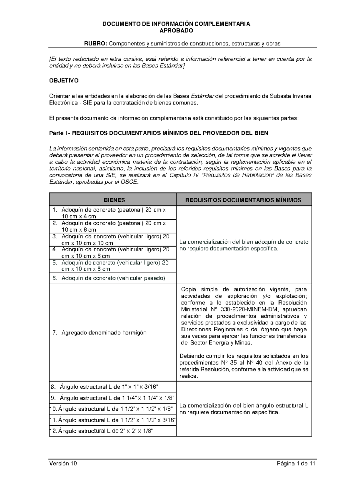 Catalogo de bienes comunes OSCE - APROBADO RUBRO: Componentes y ...