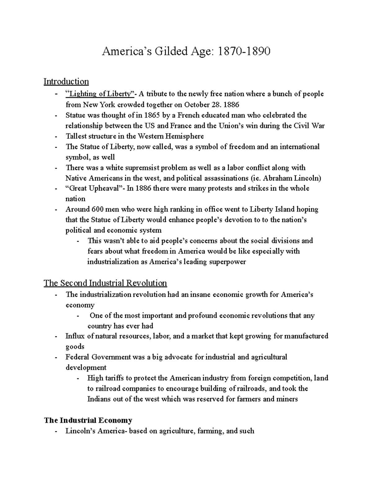 Chapter 16 America's Gilded Age - America’s Gilded Age: 1870 ...
