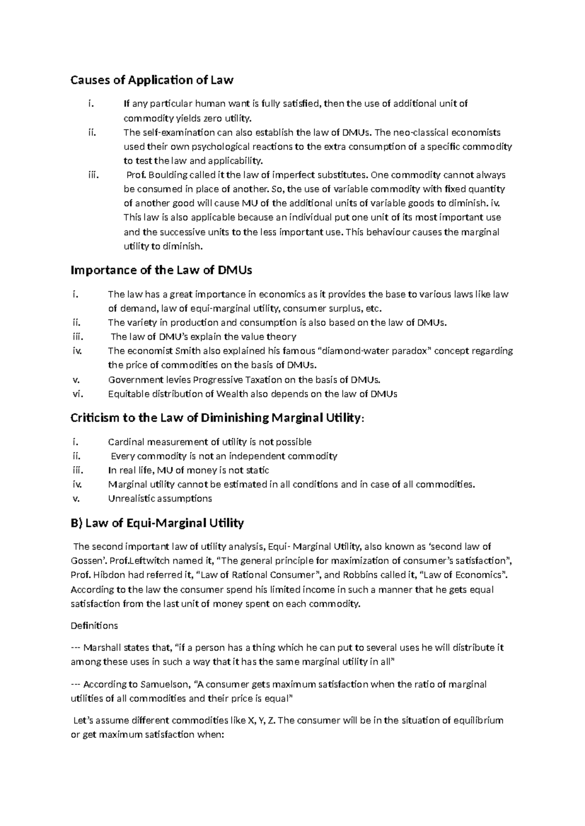 Causes of Application of Law - If any particular human want is fully ...