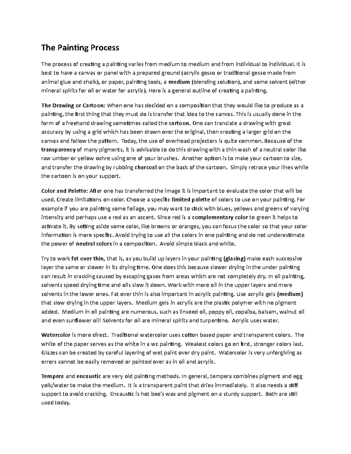 Collin College ARTS 1301 The Painting Process - The Painting Process ...