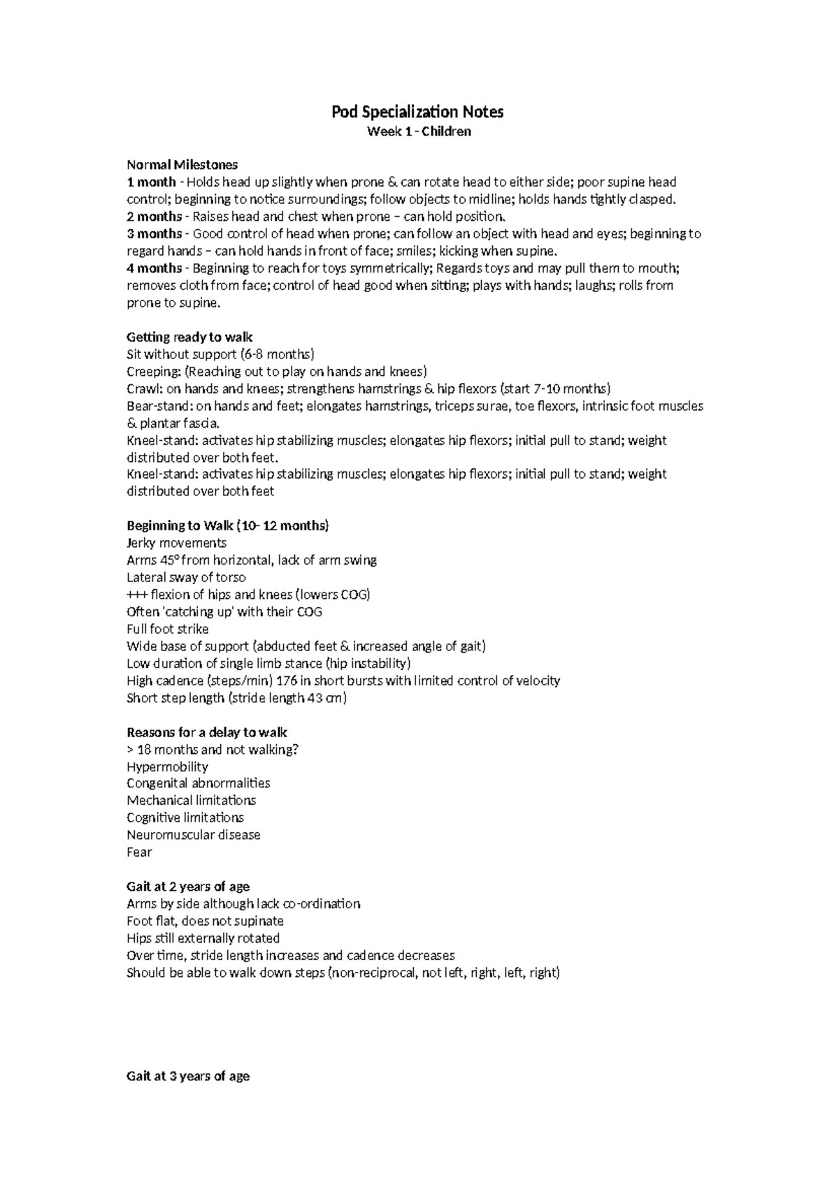 Week 1 - Summary Podiatric Specialisations - Pod Specialization Notes ...