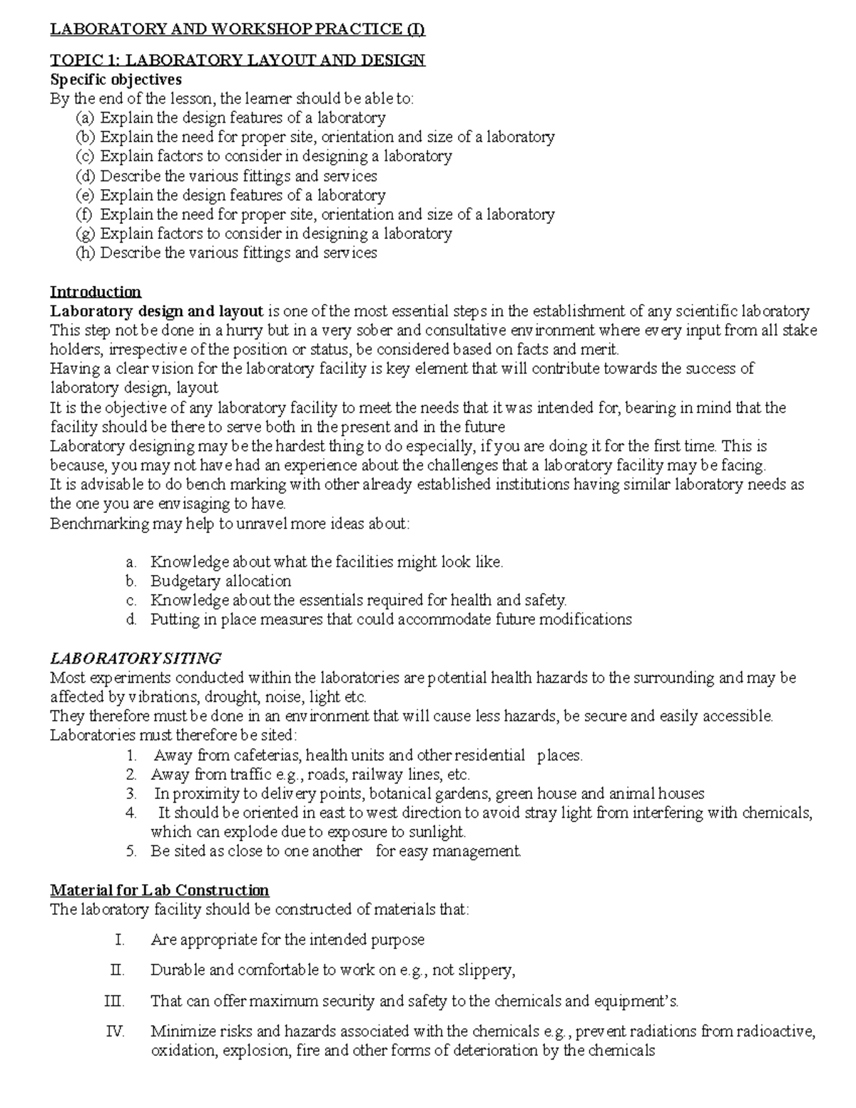 Topic 1 Laboratory Layout and Design notes-1 - geotechnical engineering ...