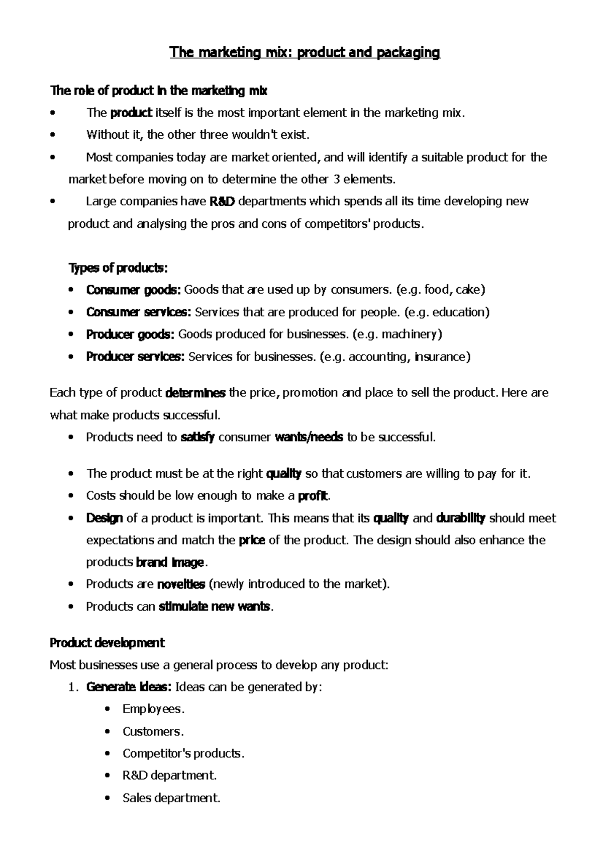 The marketing mix-product - BUSI 1009 - Carleton - Studocu