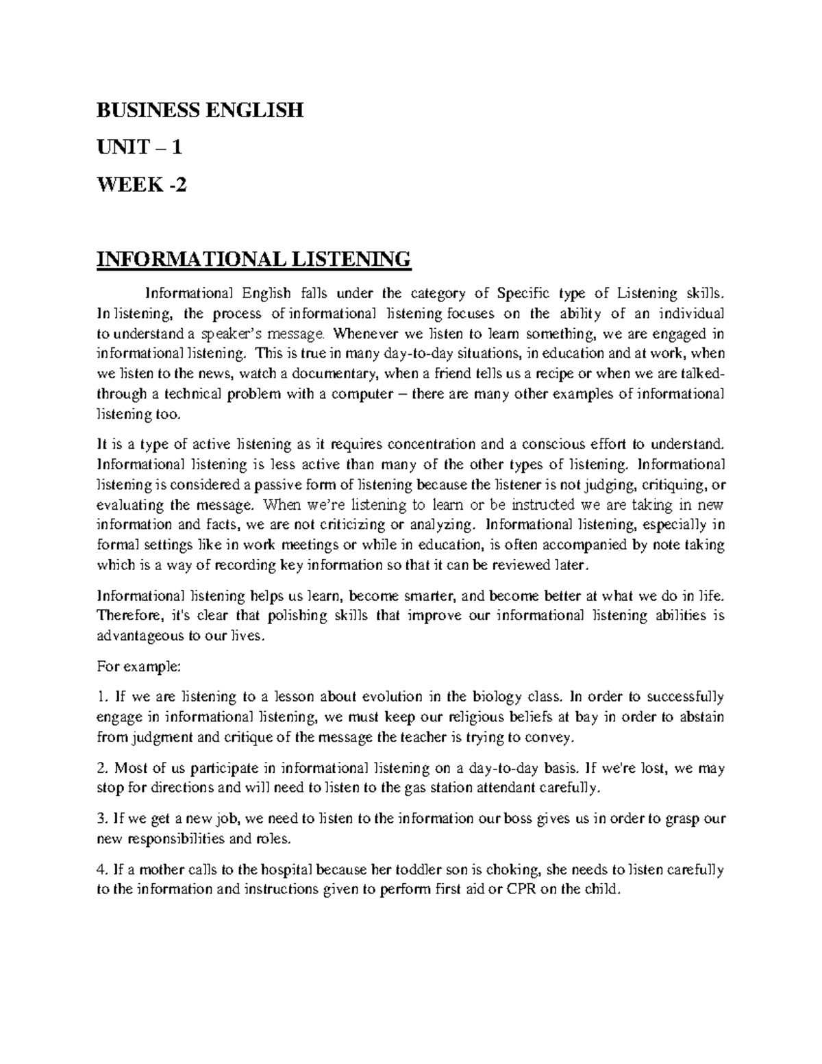 Business English UNIT 1 WEEK 2 - BUSINESS ENGLISH UNIT – 1 WEEK - 2 ...