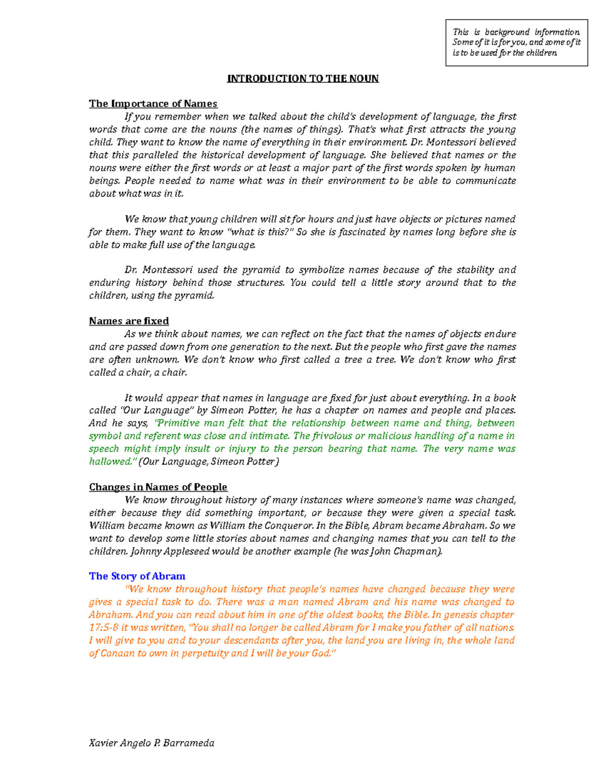 14) Introduction to the noun - INTRODUCTION TO THE NOUN The Importance ...