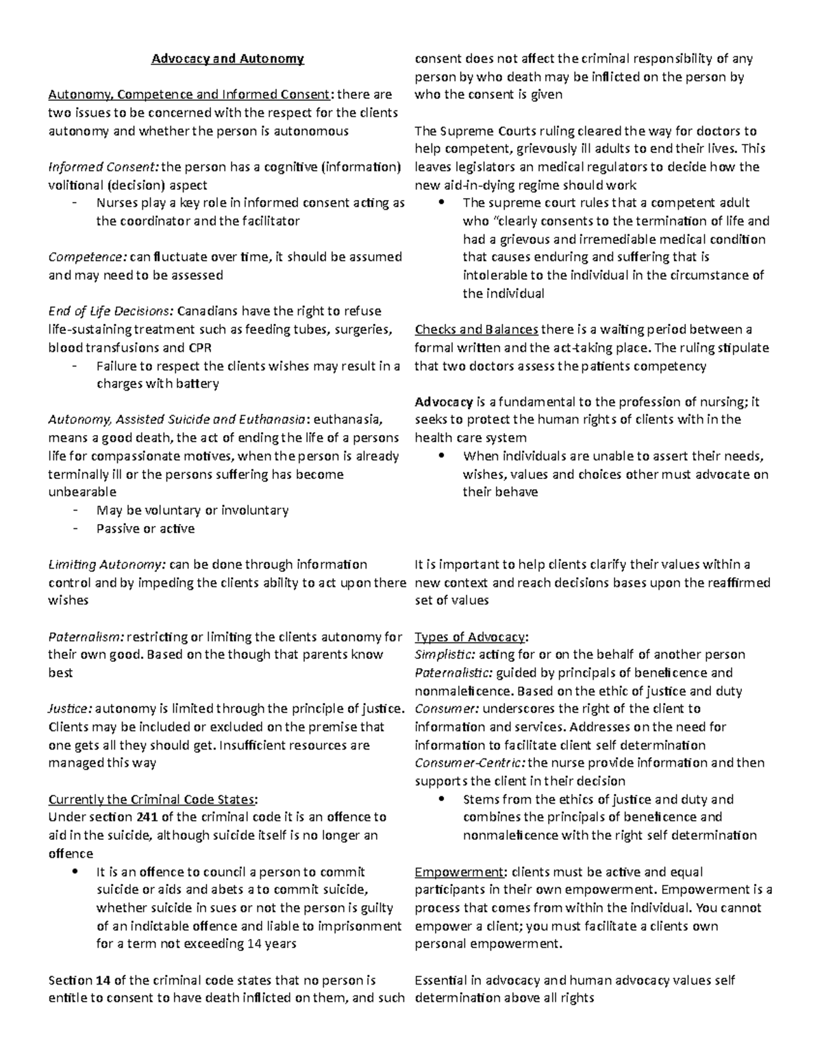 Advocacy and Autonomy - Teacher Karen - Advocacy and Autonomy Autonomy ...