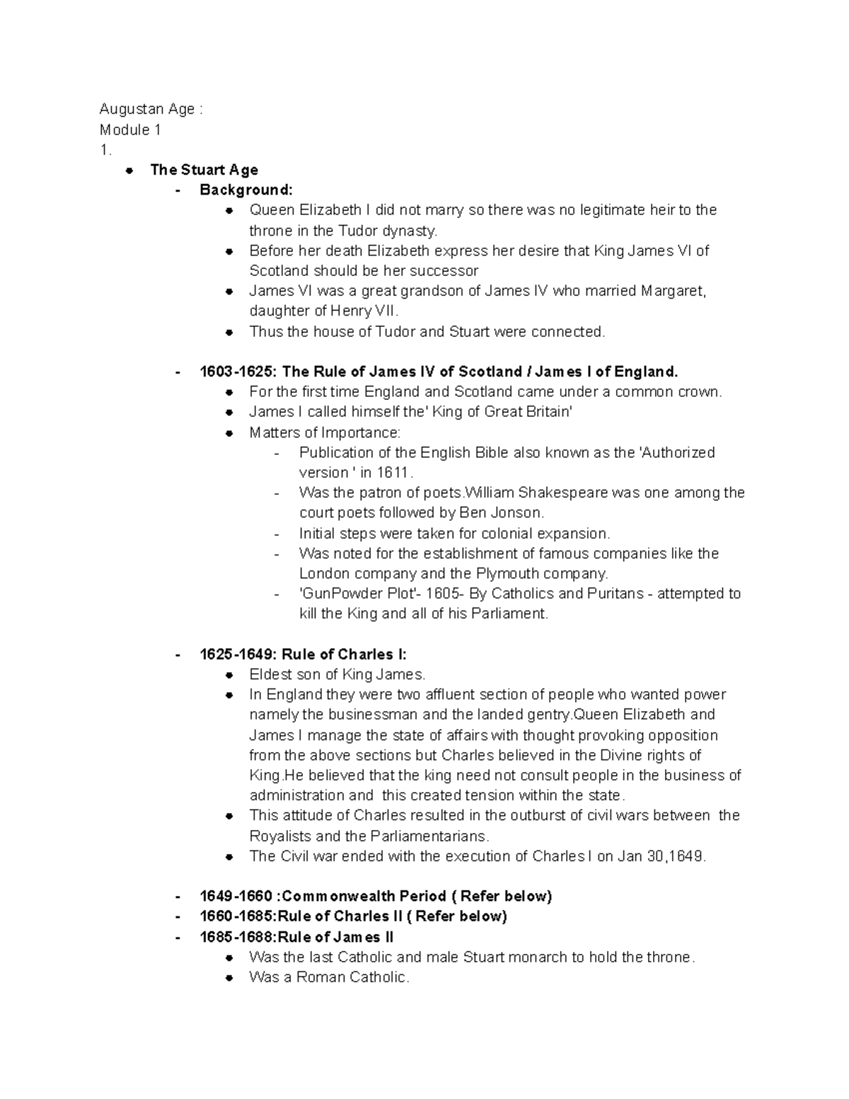 Augustan Age -1 - Augustan Age : Module 1 1. The Stuart Age ...