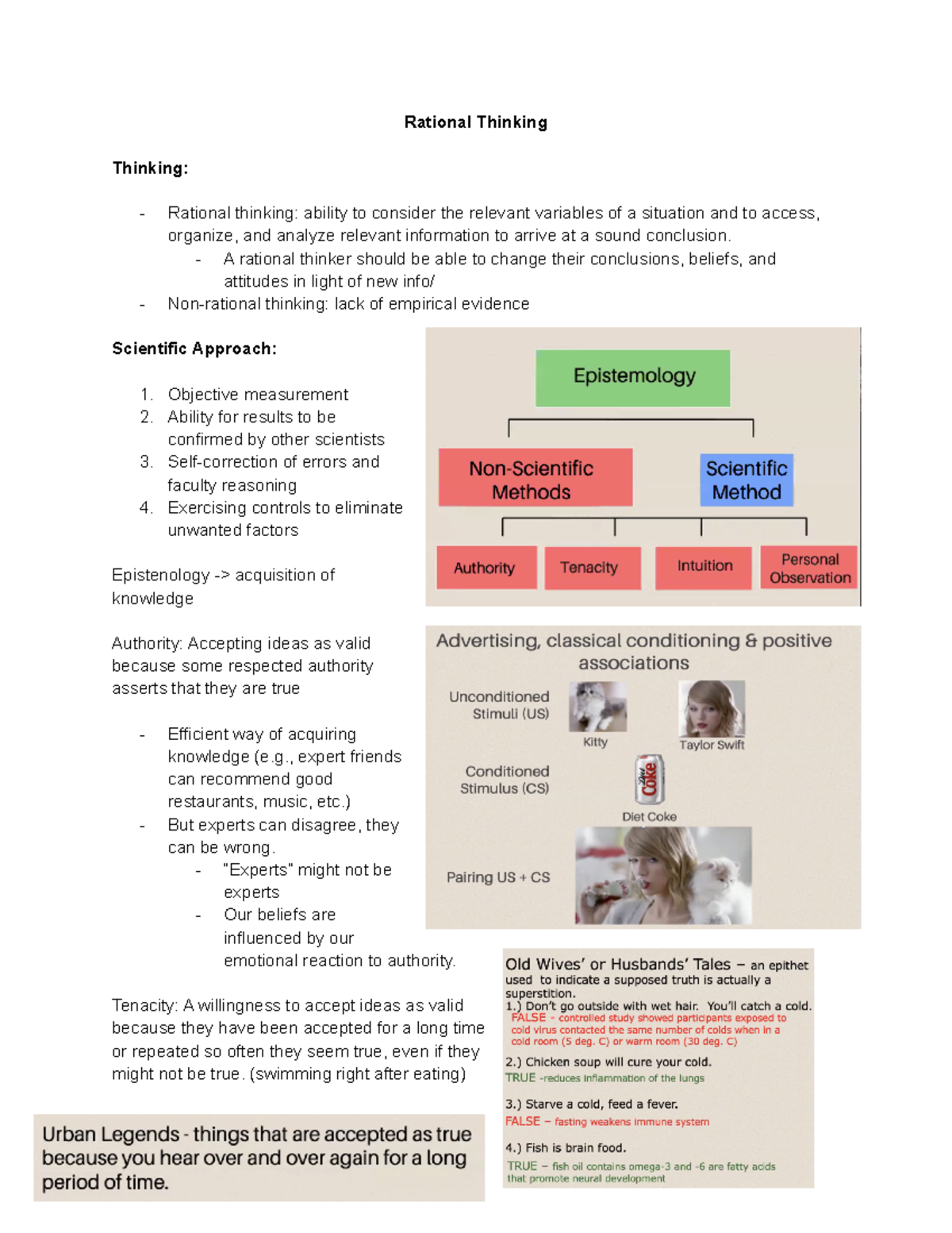 Psyc 201 lecture notes - Rational Thinking Thinking: Rational thinking ...