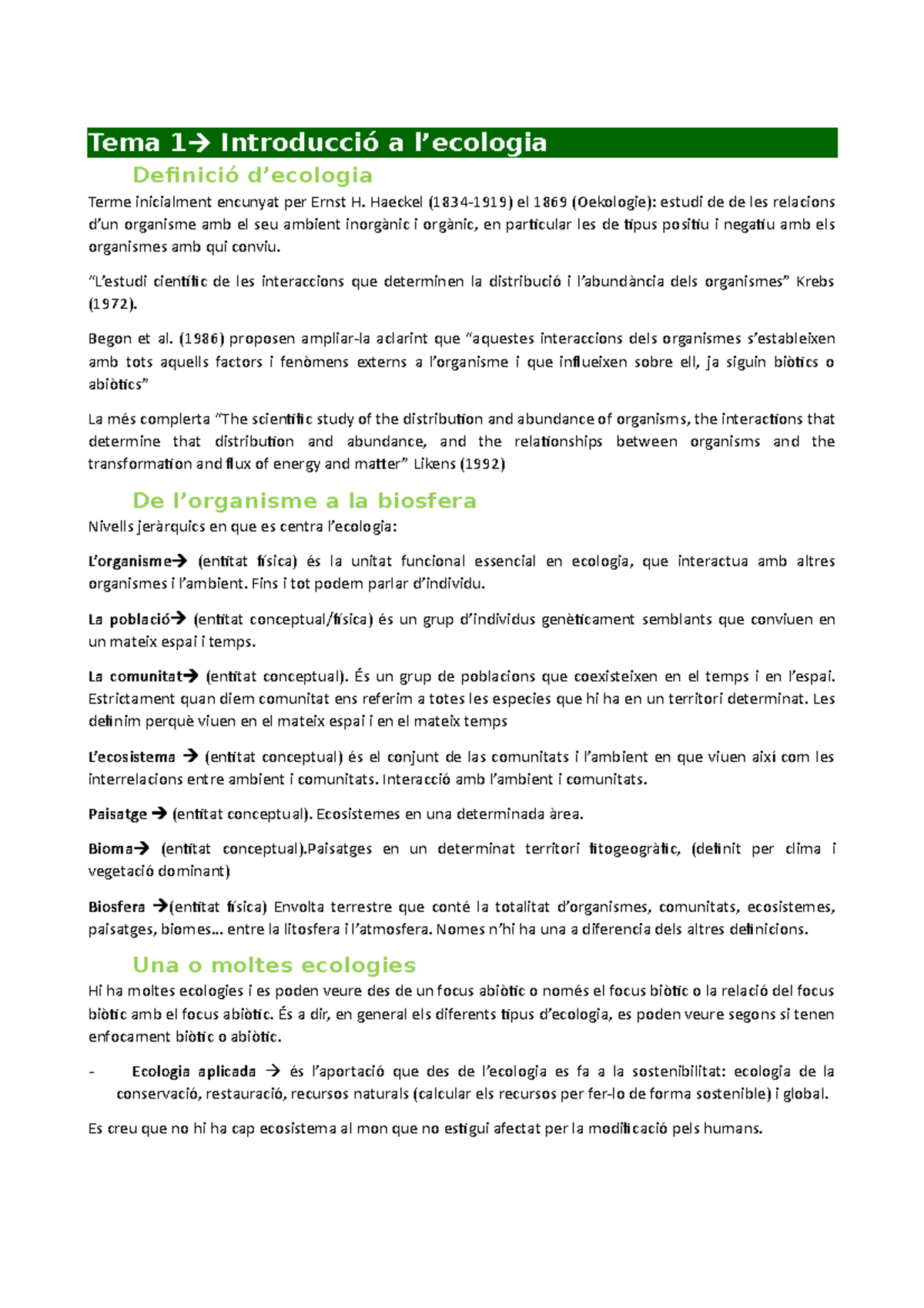 Eco - son apunts del tema 1 d'ecologia la resta no estan a net - Tema 1 ...